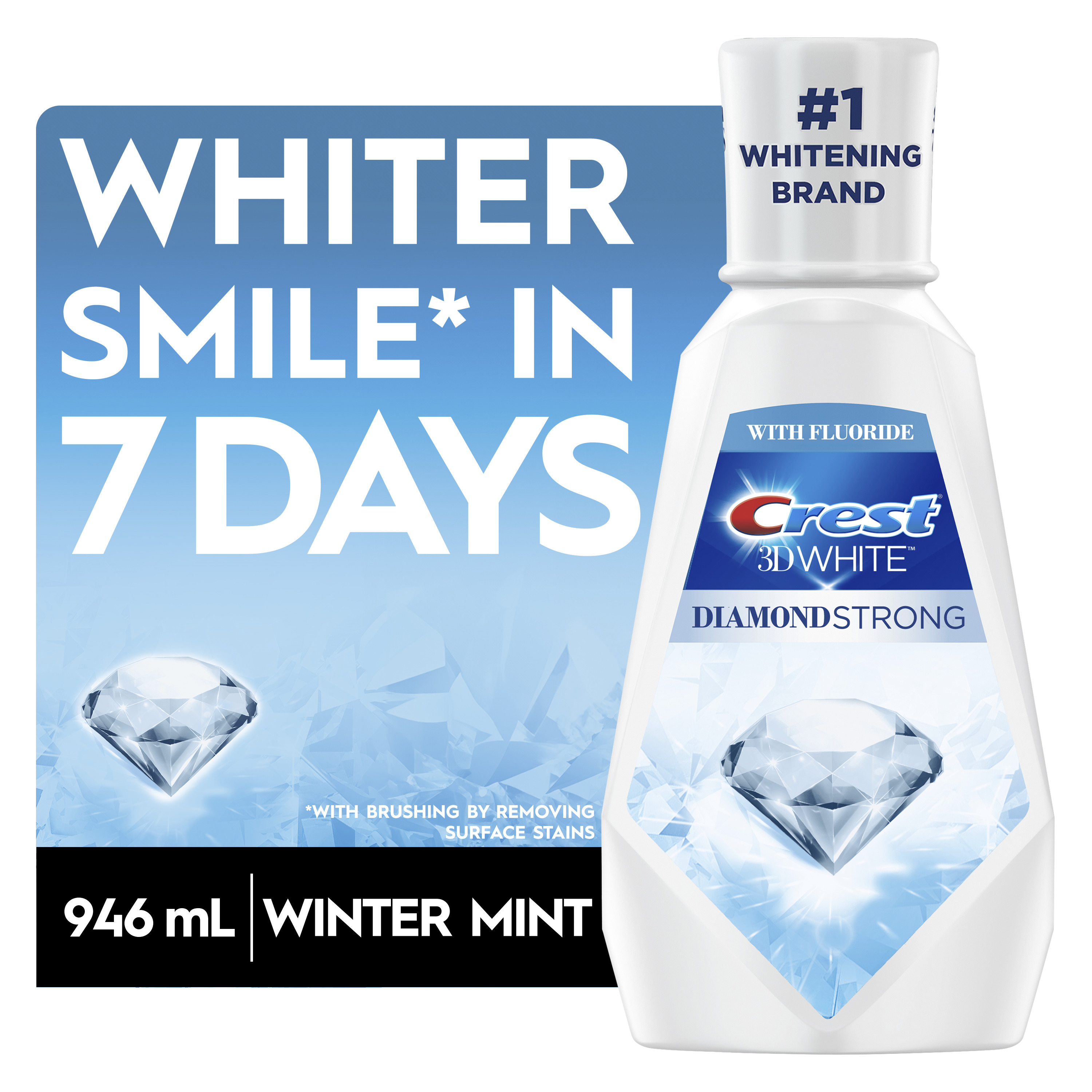 Crest 3D White Brilliance Alcohol Free Whitening Mouthwash, Clean Mint ...