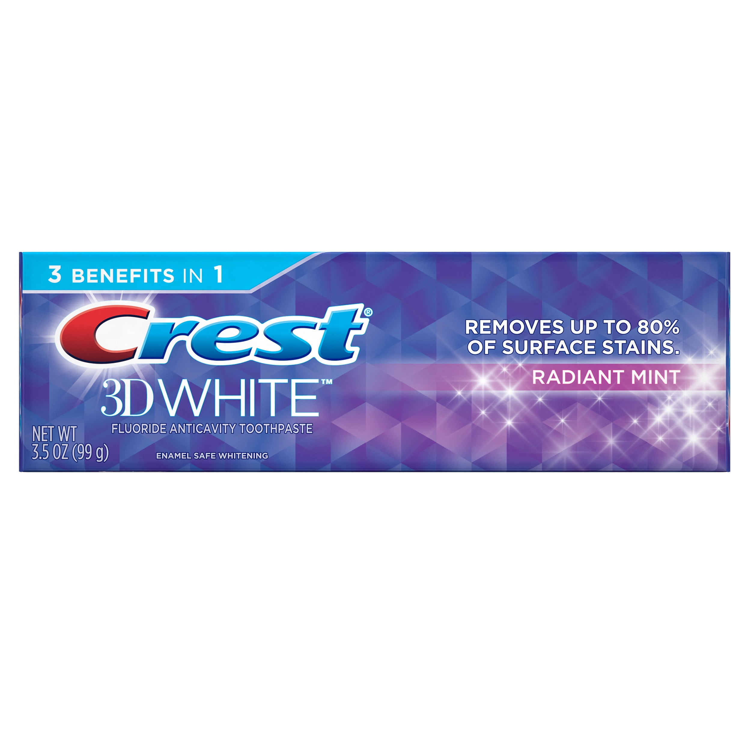 Crest 3D White Fluoride Anticavity Toothpaste, Radiant Mint, 4 Oz ...