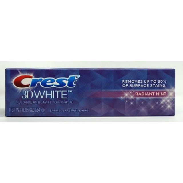 Crest 3D White Fluoride Toothpaste, Travel 0.85 Oz (Pack of 2 ...