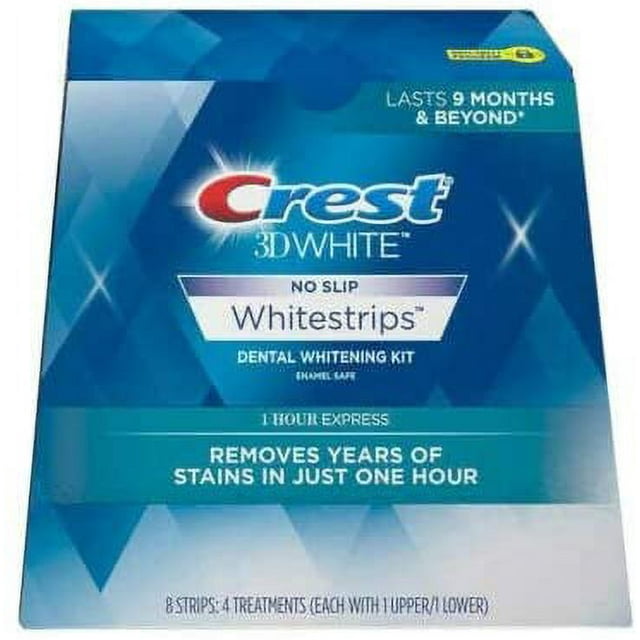 Crest 3D White No Slip Whitestrips Dental Whitening Kit 1 Hour Express ...