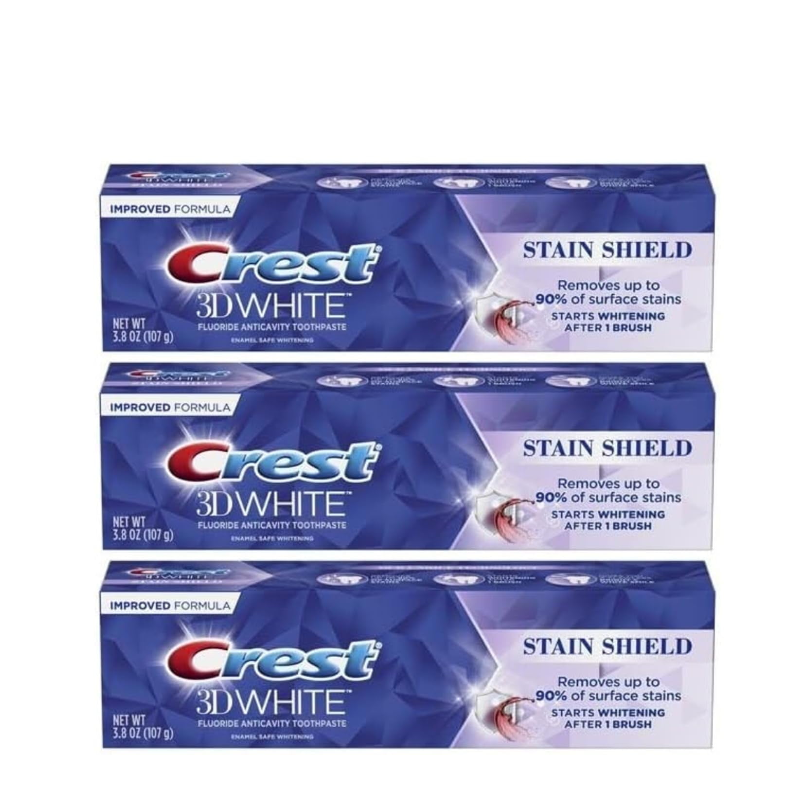 Crest 3D White Stain Shield Teeth Whitening Toothpaste, 3.8 oz (Pack of ...