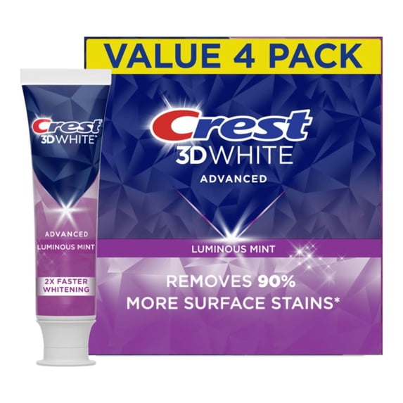 Crest 3D White Toothpaste, Advanced Luminous Mint, Teeth Whitening ...