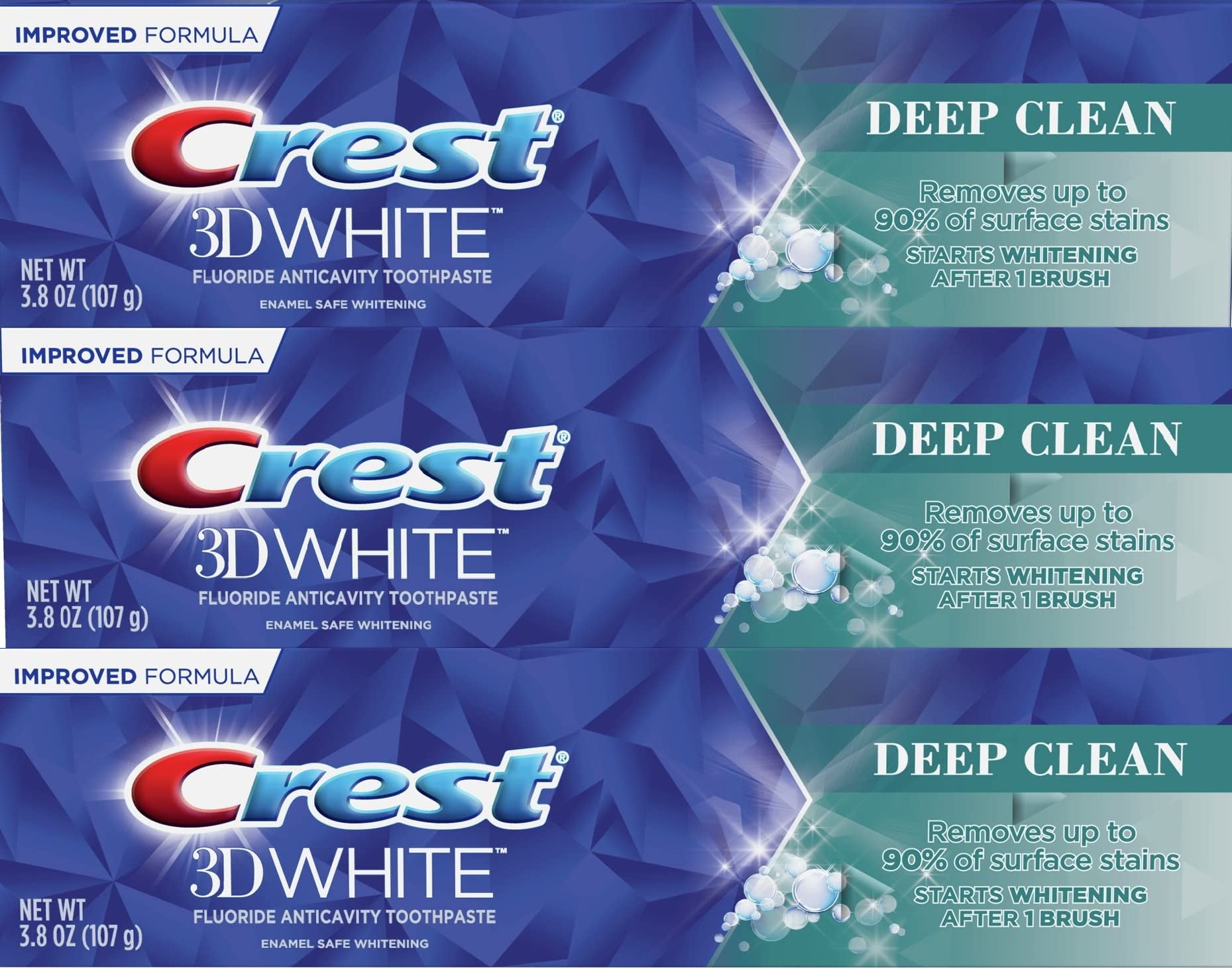 Crest 3D White Toothpaste, Deep Clean, Enamel Safe Whitening 3.8 Oz ...