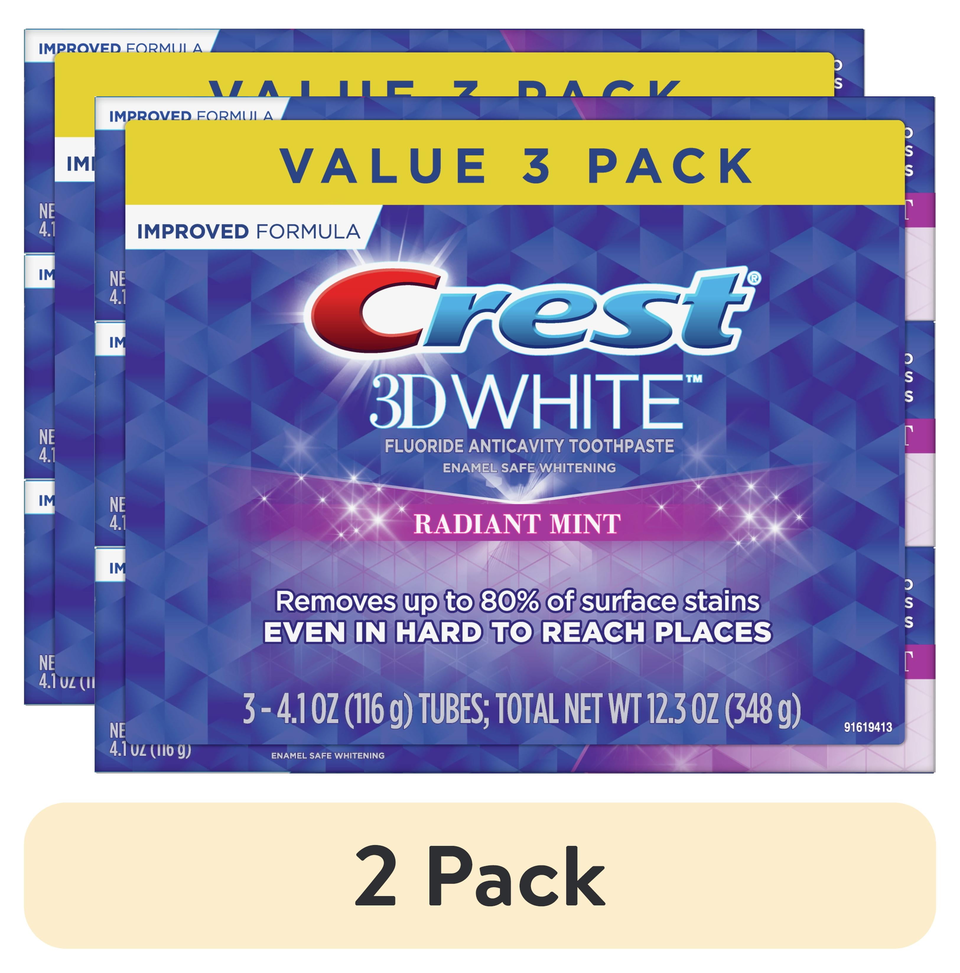 (2 pack) Crest 3D White, Whitening Toothpaste Radiant Mint, 4.1 oz ...