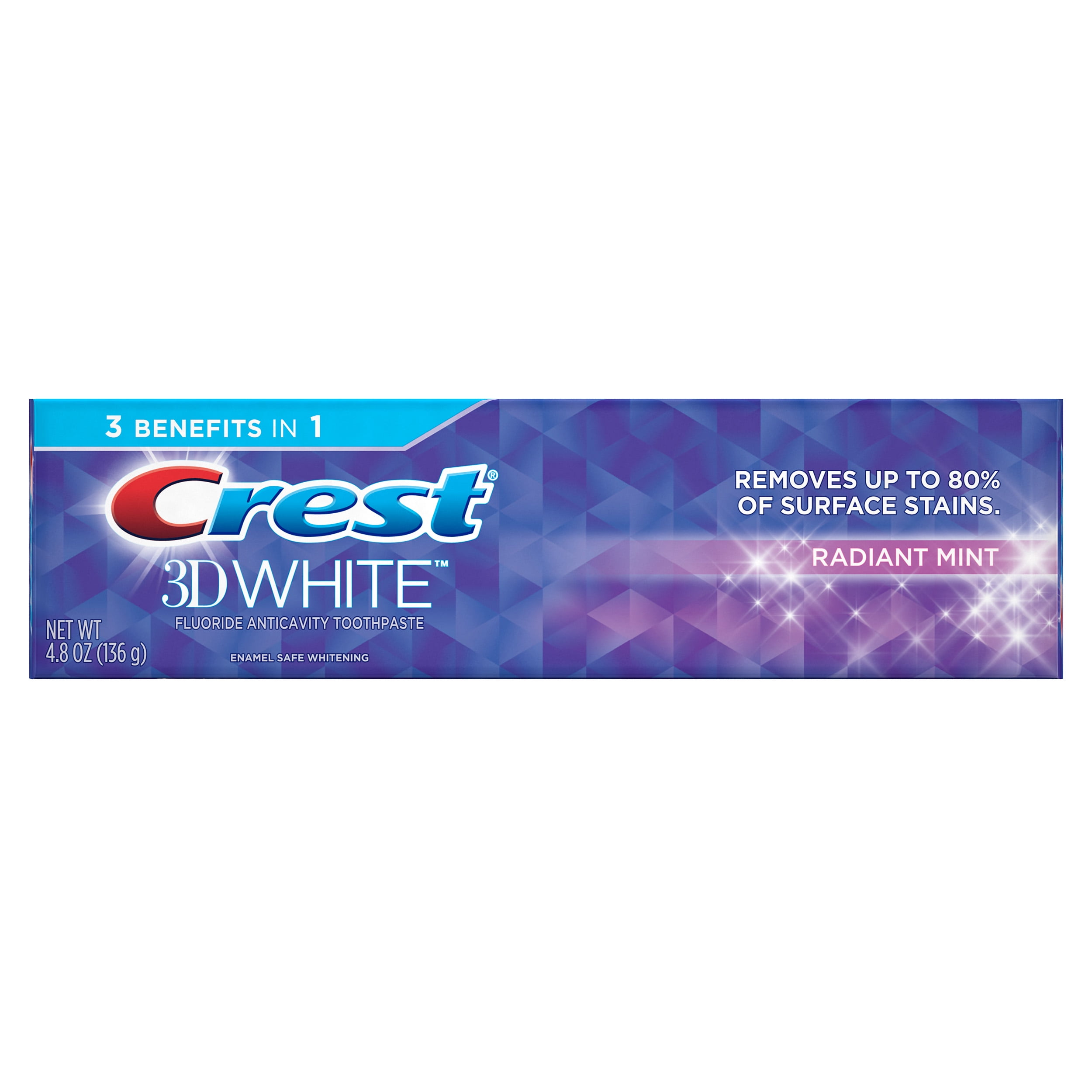 Crest 3D White Whitening Toothpaste, Radiant Mint, 4.8 oz - Walmart.com