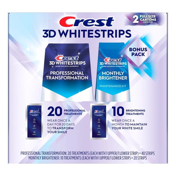 Crest 3D Whitestrips, 20 Professional Treatments, Brightening ...