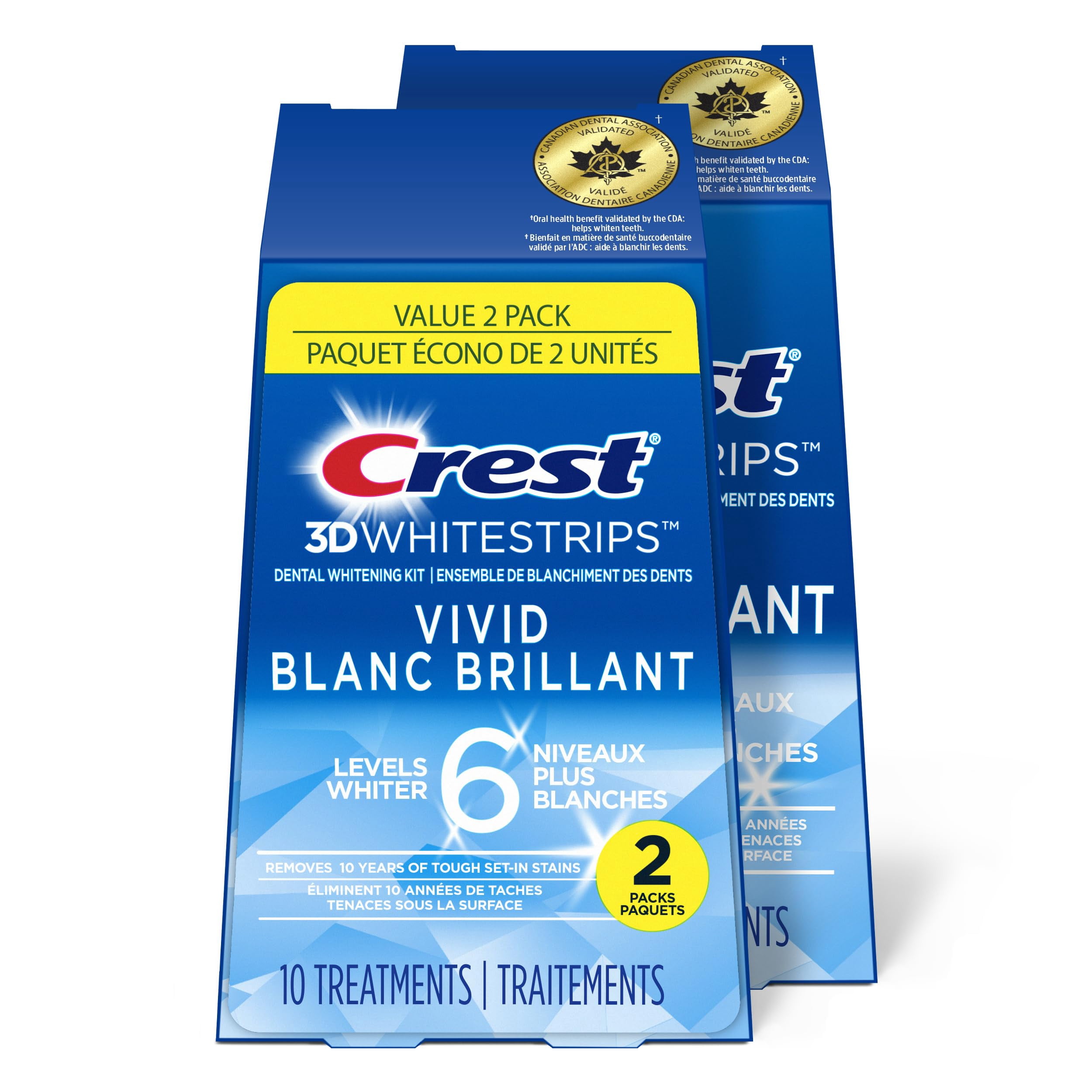 Crest 3DWhitestrips Classic Vivid At-home Teeth Whitening Kit, 10 ...
