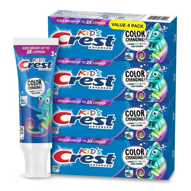 Crest Advanced Kid's Color Change Fluoride Toothpaste, Bubblegum Fun ...