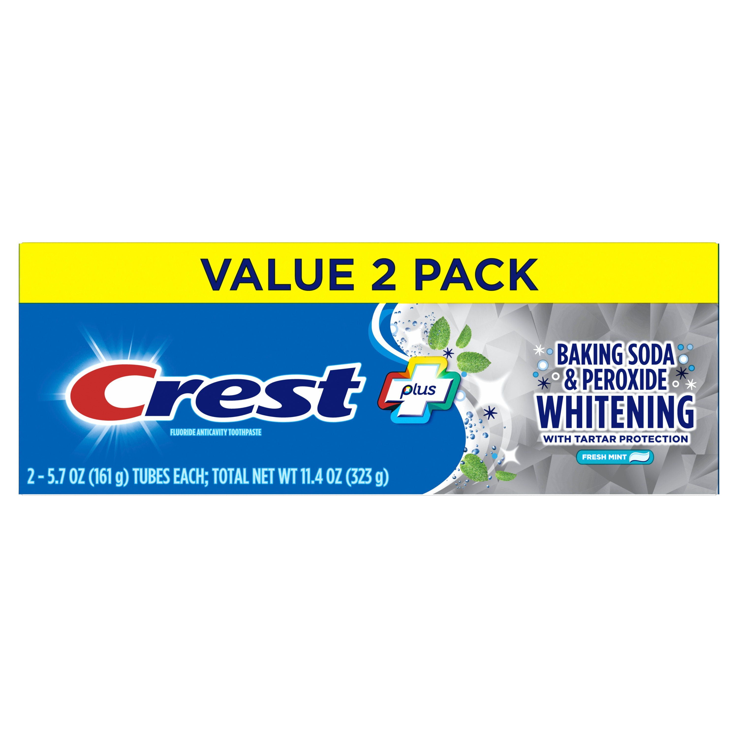 Crest Baking Soda & Peroxide Fresh Mint Whitening Toothpaste, 2 Pk - 11 ...