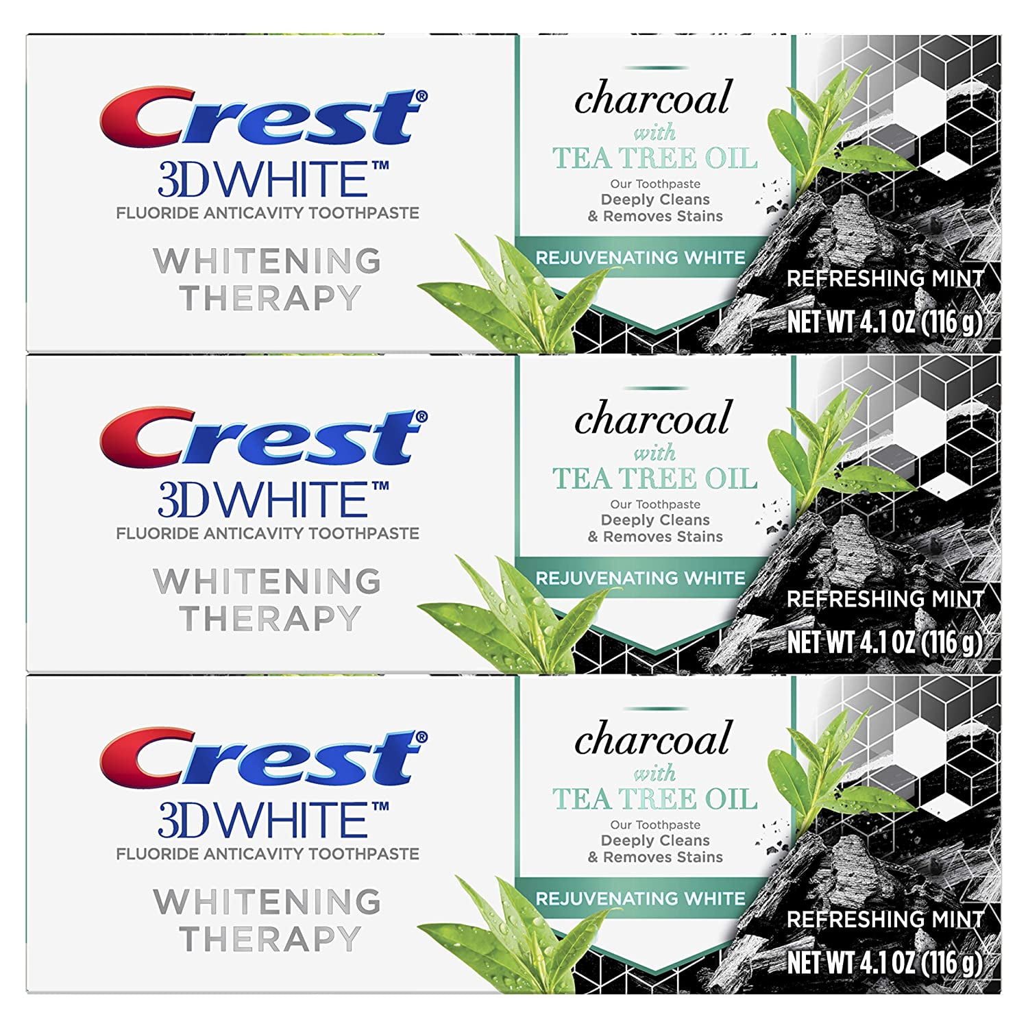 Crest 3D White Charcoal Toothpaste, Whitening Therapy with Tea Tree Oil ...