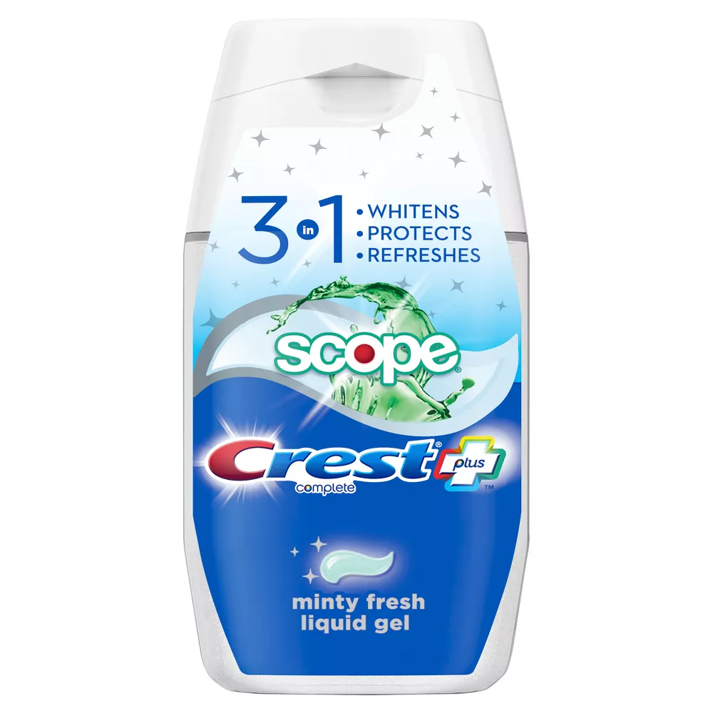 Crest Complete Plus Scope 3-In-1 Whitening Liquid Gel Toothpaste 4.6 oz ...