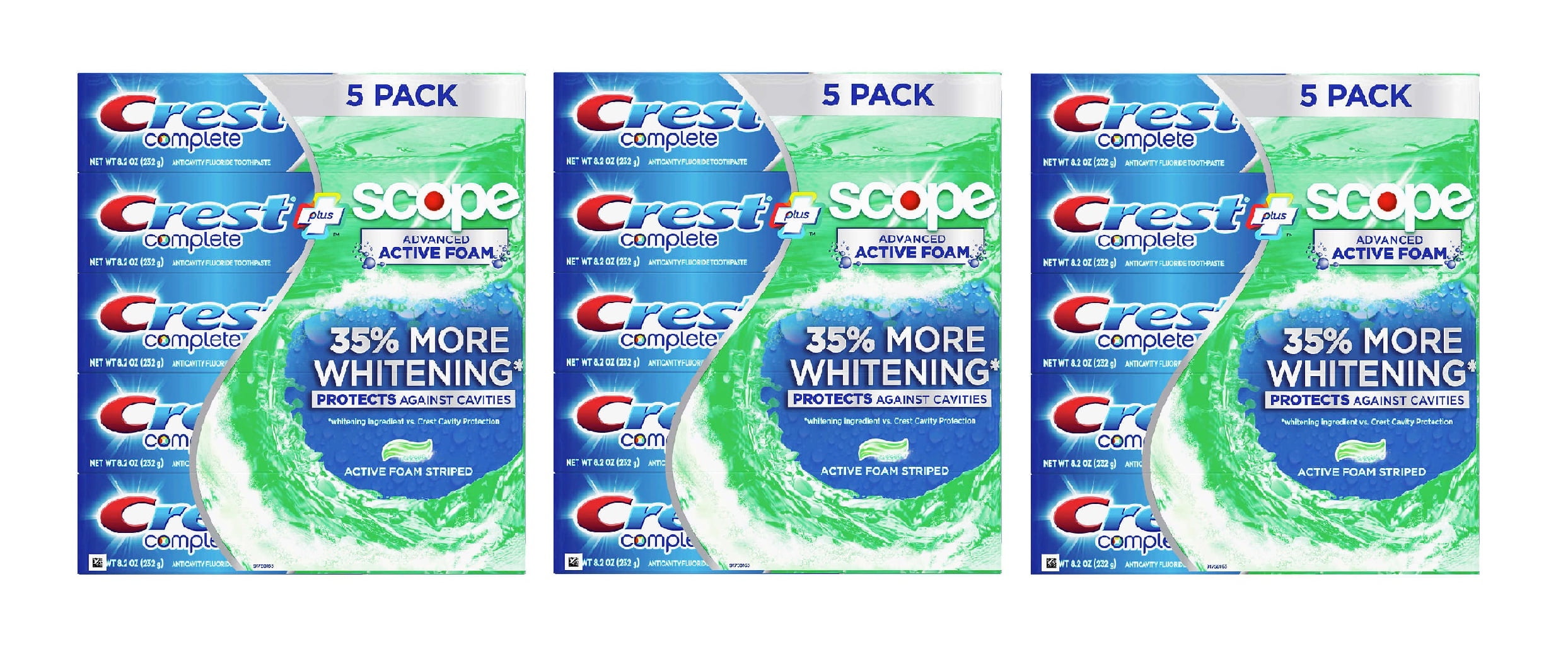 Crest Complete + Scope Advanced Active Foam Toothpaste, 8.2 oz, 5-pack ...
