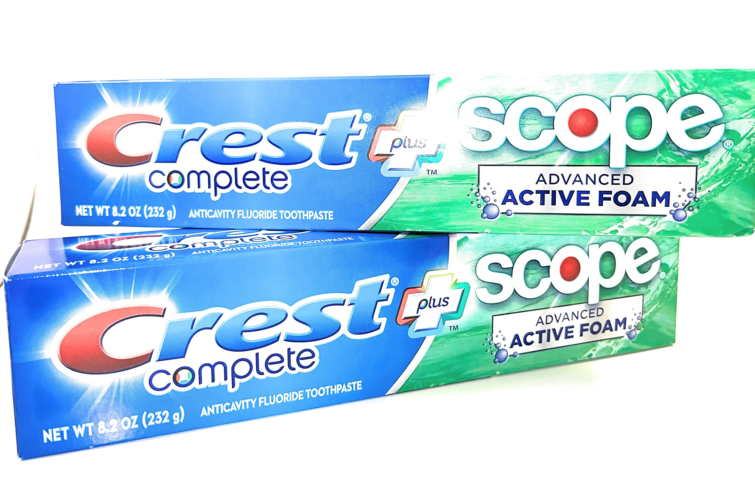 Crest Complete Toothpaste Plus Scope Advanced Active Foam, Striped, 8.2 ...