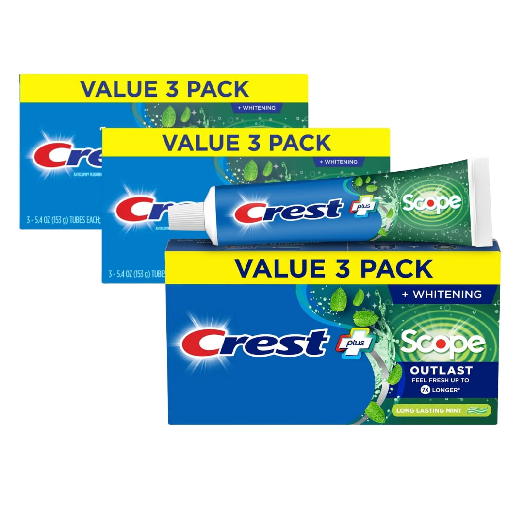 Crest Complete Whitening + Scope, Long Lasting Mint Toothpaste, Triple ...