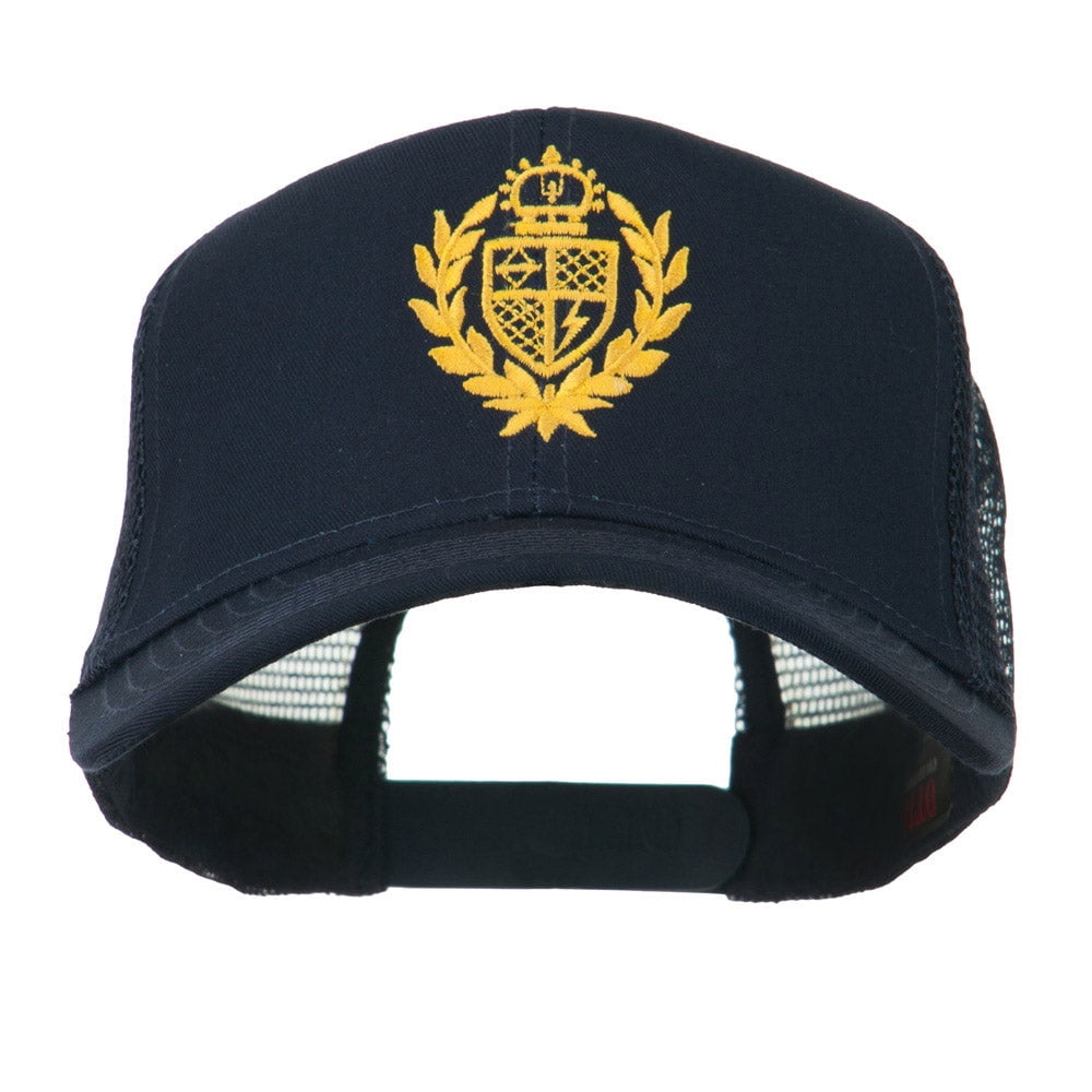 Crest Emblem Embroidered Mesh Back Cap - Navy OSFM - Walmart.com