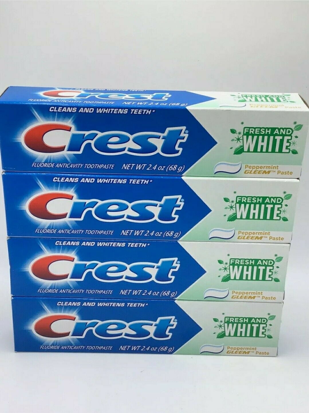 Crest Fresh and White Peppermint Gleem Paste, 2.4 oz, Pack of 4 ...