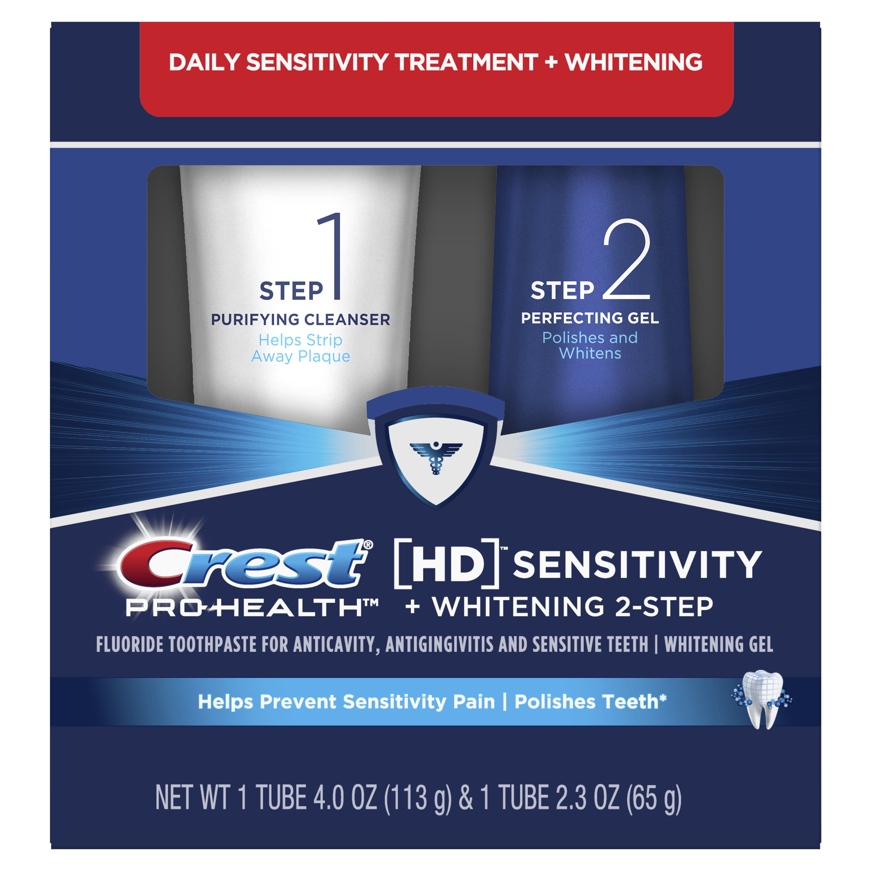 Crest HD Sensitive and Whitening Two-Step Toothpaste, 4.0 oz, 2.3 oz ...