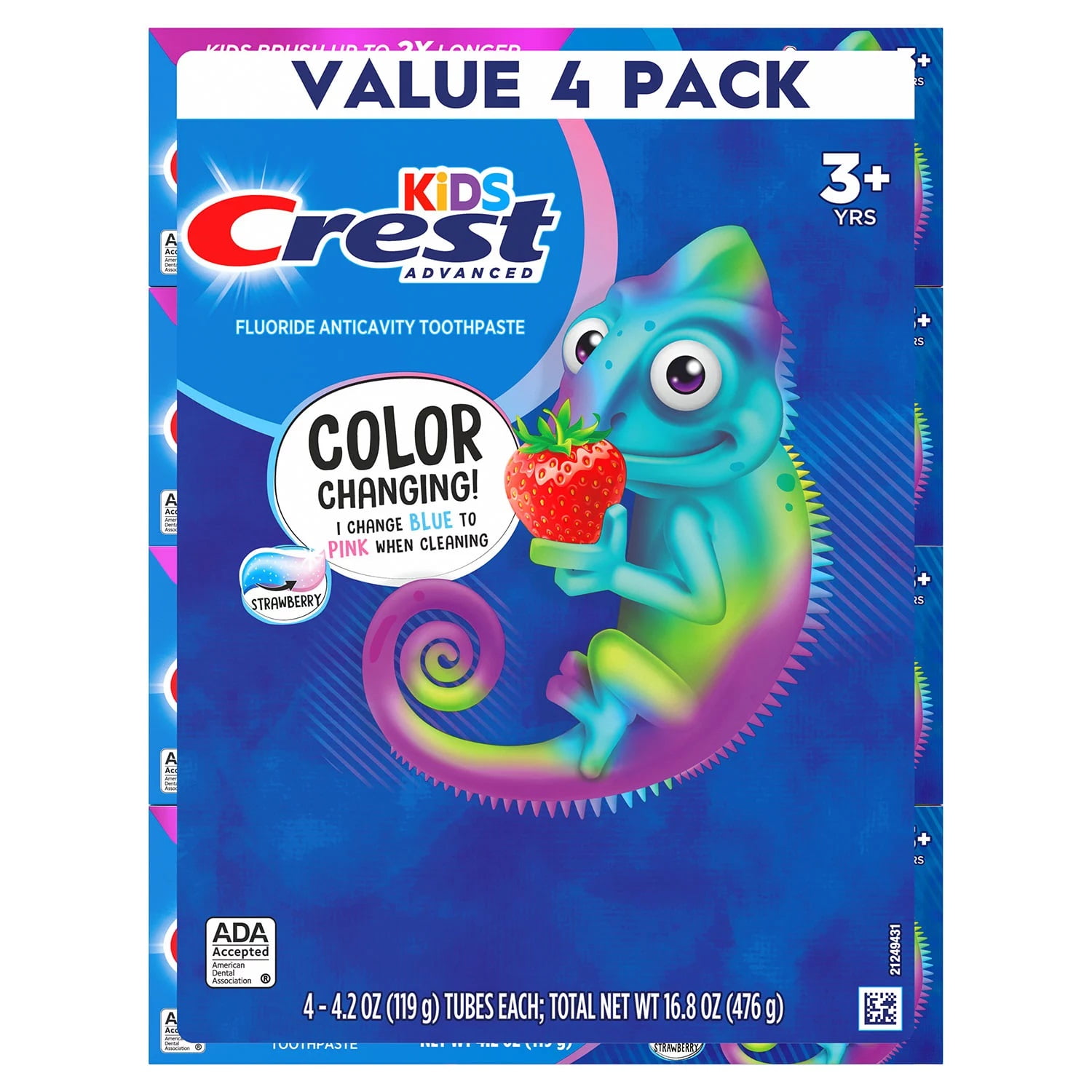 Crest Kid's Advanced Color Changing Toothpaste, Strawberry, 4.2 Ounce ...