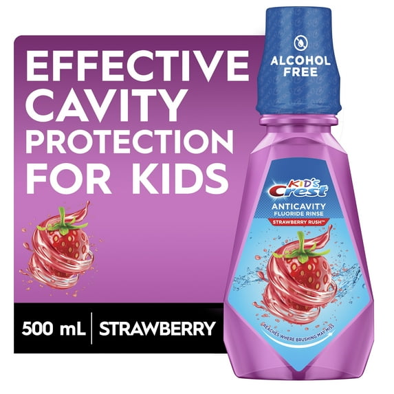 Crest Anticavity Fluoride Mouthwash for Children, Strawberry Rush ...