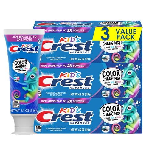 Crest Kids Advanced Fluoride Toothpaste, Bubblegum Flavor, 4.2 Oz, 3 ...