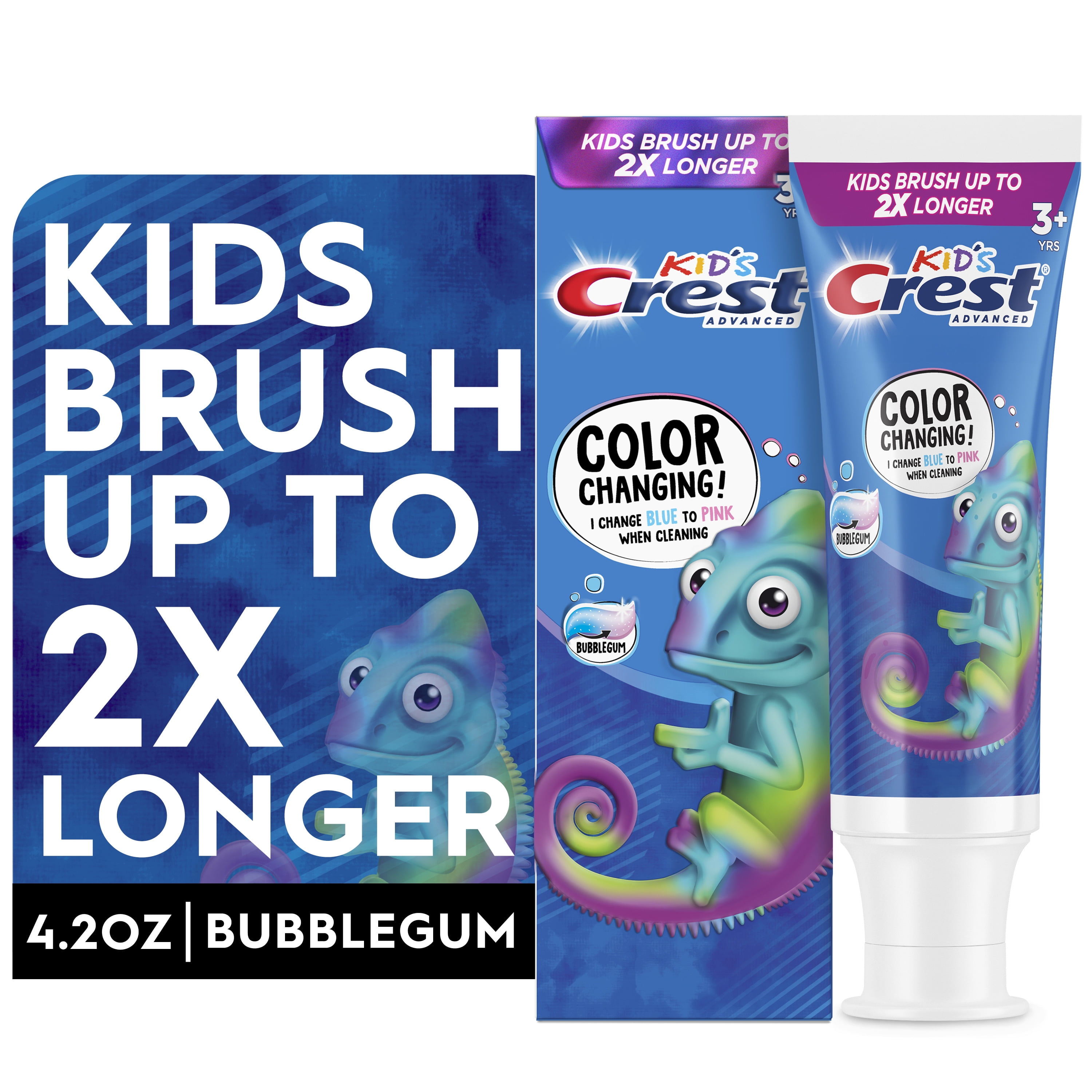 Crest Kids Fluoride Toothpaste Bubblegum Flavored 4.2 oz Color Changing ...