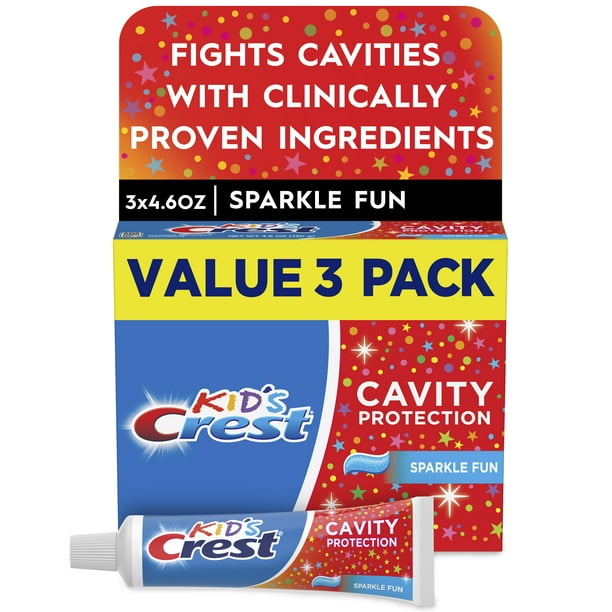 Crest Kids Cavity Protection Toothpaste, Sparkle Fun Flavor, 4.6 oz, 3 ...