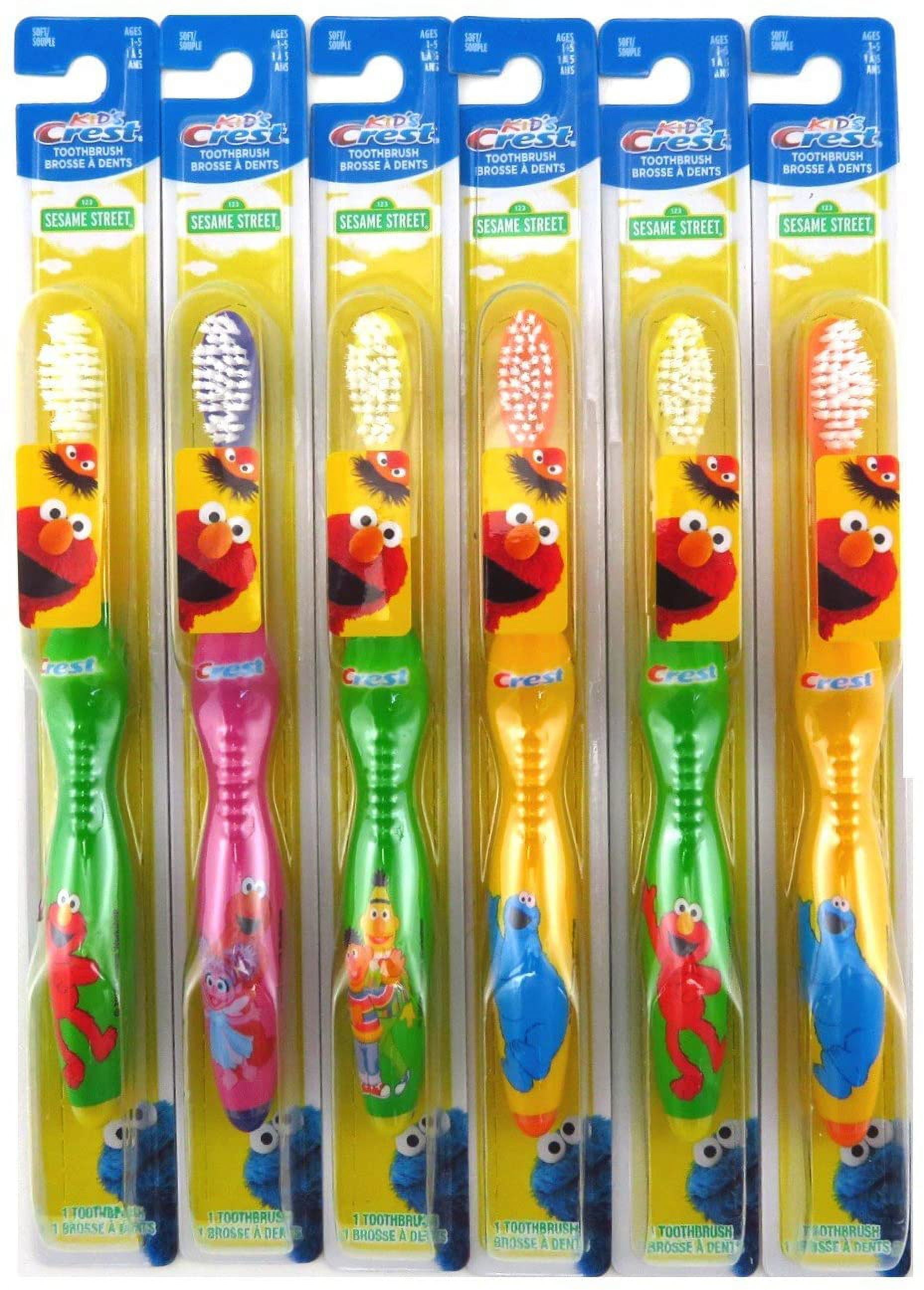 Crest Kids Toothbrush Sesame Street Soft (6 Pieces) Assorted Characters ...