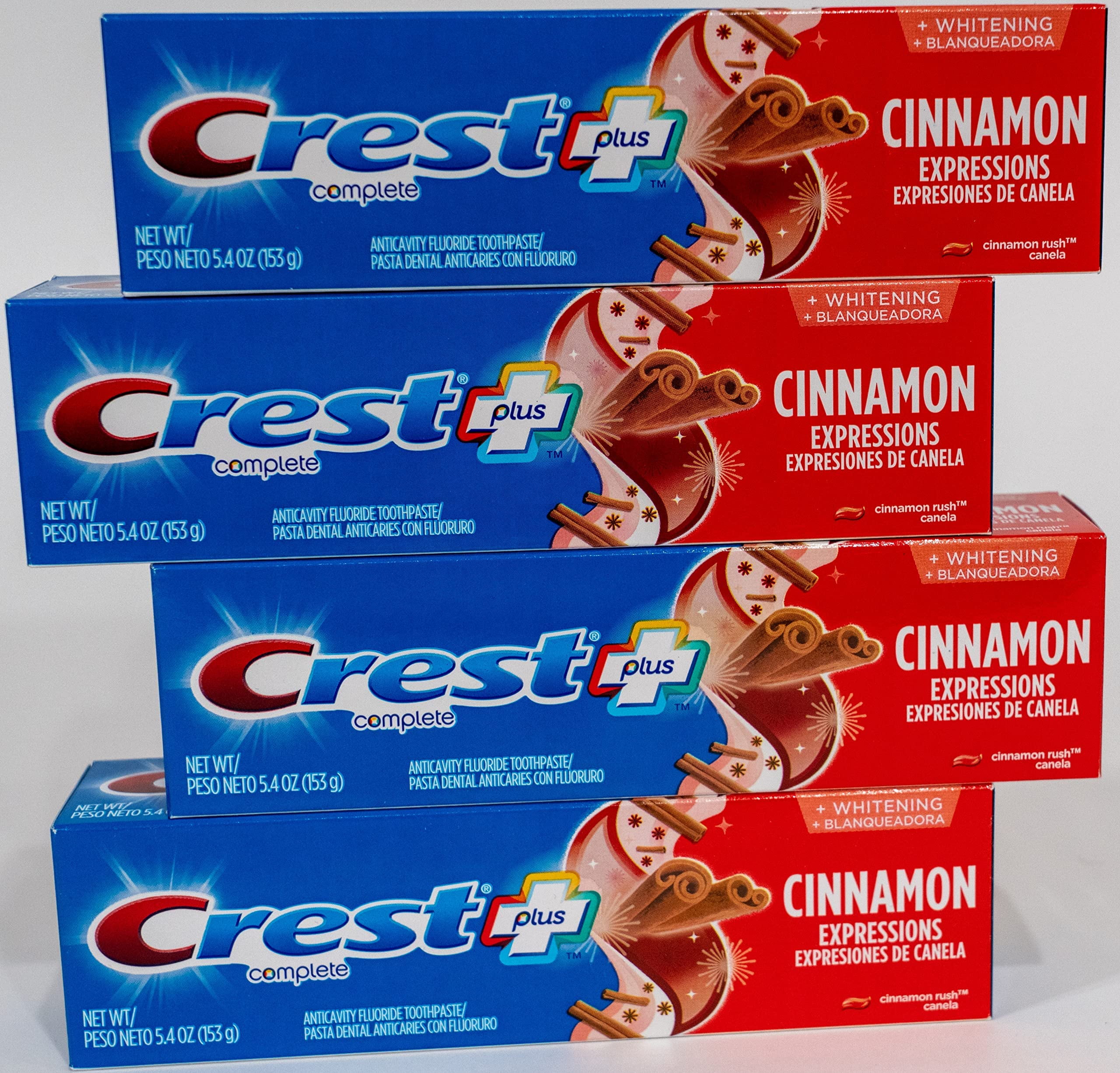 Crest Complete Whitening Plus Cinnamon Rush Toothpaste, 5.4 Oz - Pack of 4 - Walmart.com