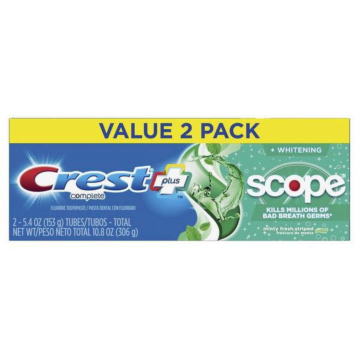 Crest Plus Scope Complete Whitening Toothpaste, Mint, 5.4 oz, 2 Pack ...