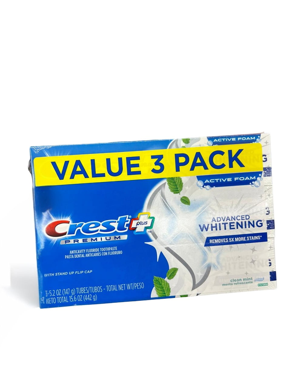 Crest Premium Plus Advanced Whitening, Active Foam Toothpaste, Mint ...