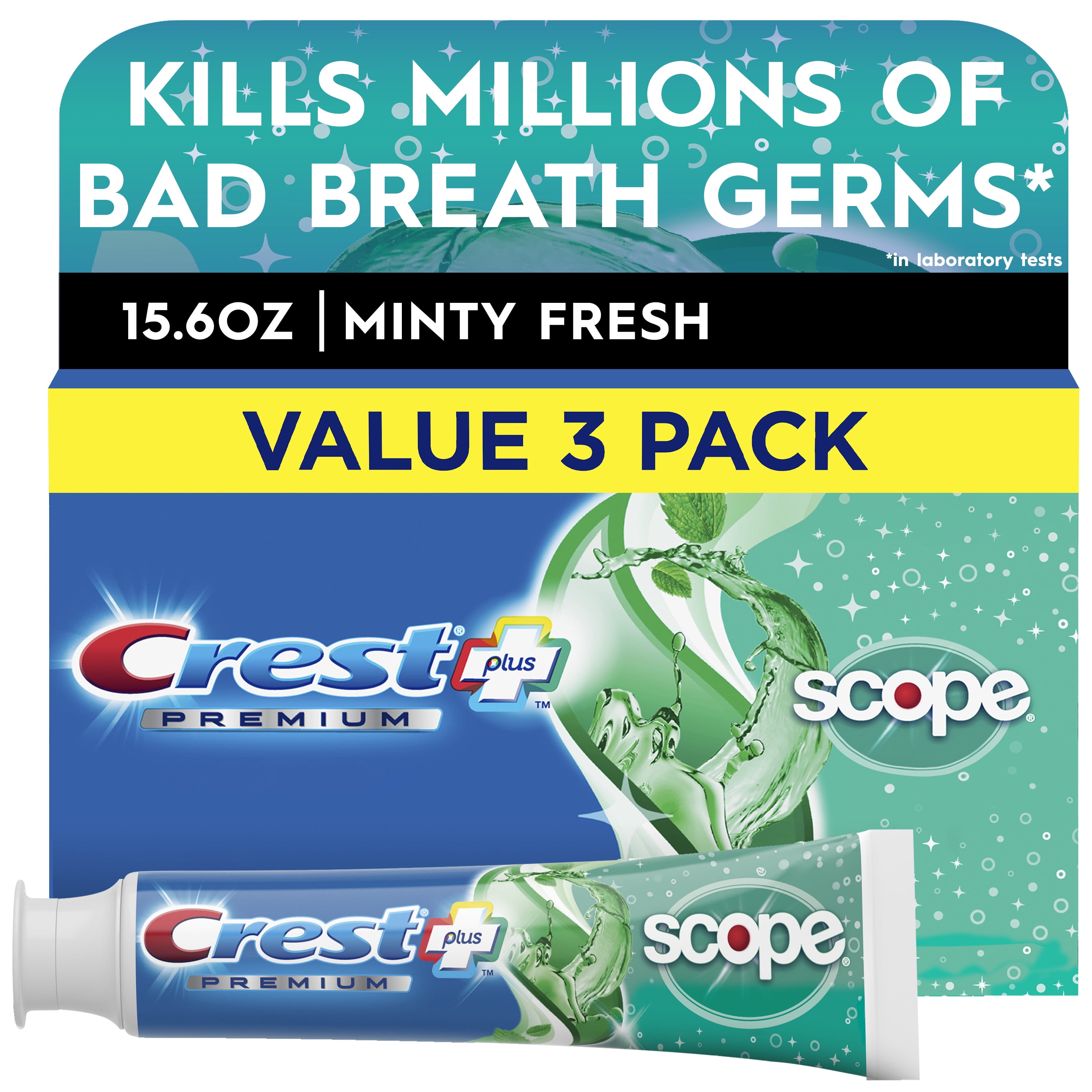 Crest Premium Plus Scope Healthy Toothpaste, Minty Fresh, 5.2 oz, 3 ...