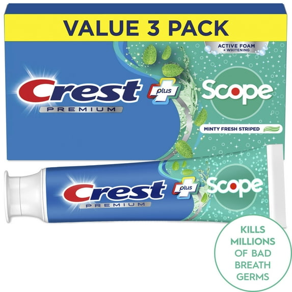 Crest Premium Plus Scope Healthy Toothpaste, Minty Fresh, 5.2 oz, 3 ...