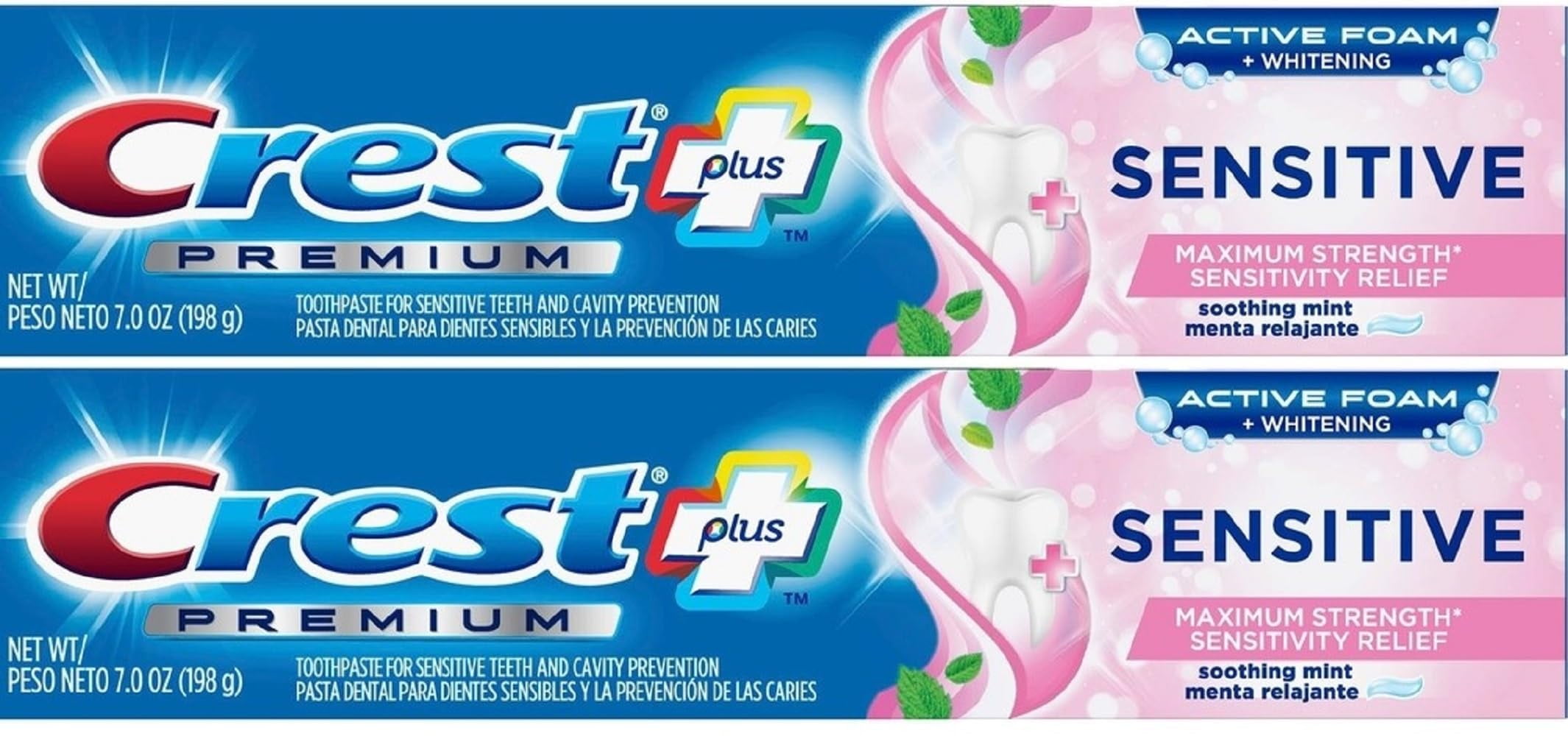 Crest Premium Plus Sensitive Toothpaste, Active Foam Whitening, Mint ...