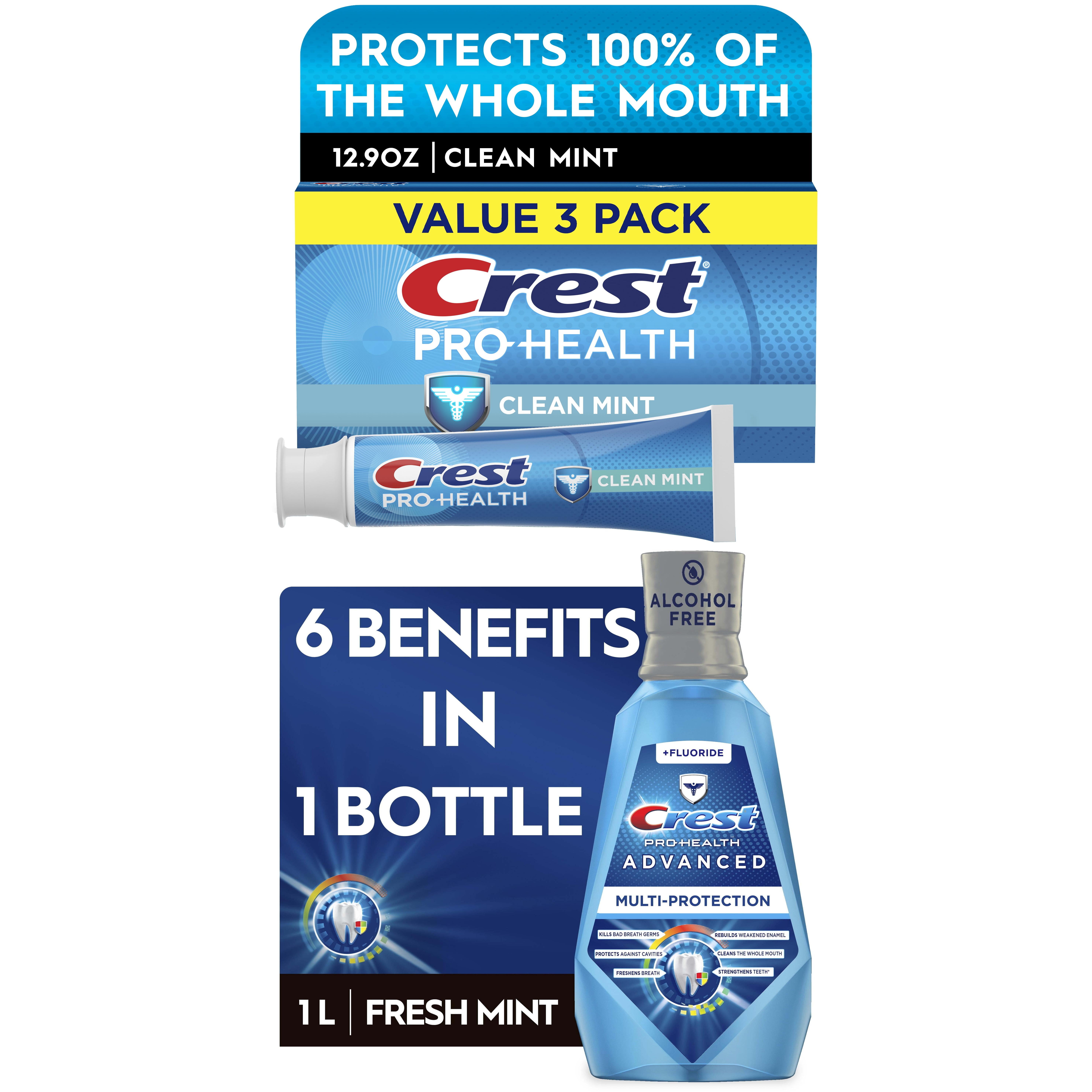 Crest Pro-Health 2 Pack/4.3oz Toothpaste + 33.8 fl oz Mouthwash ...