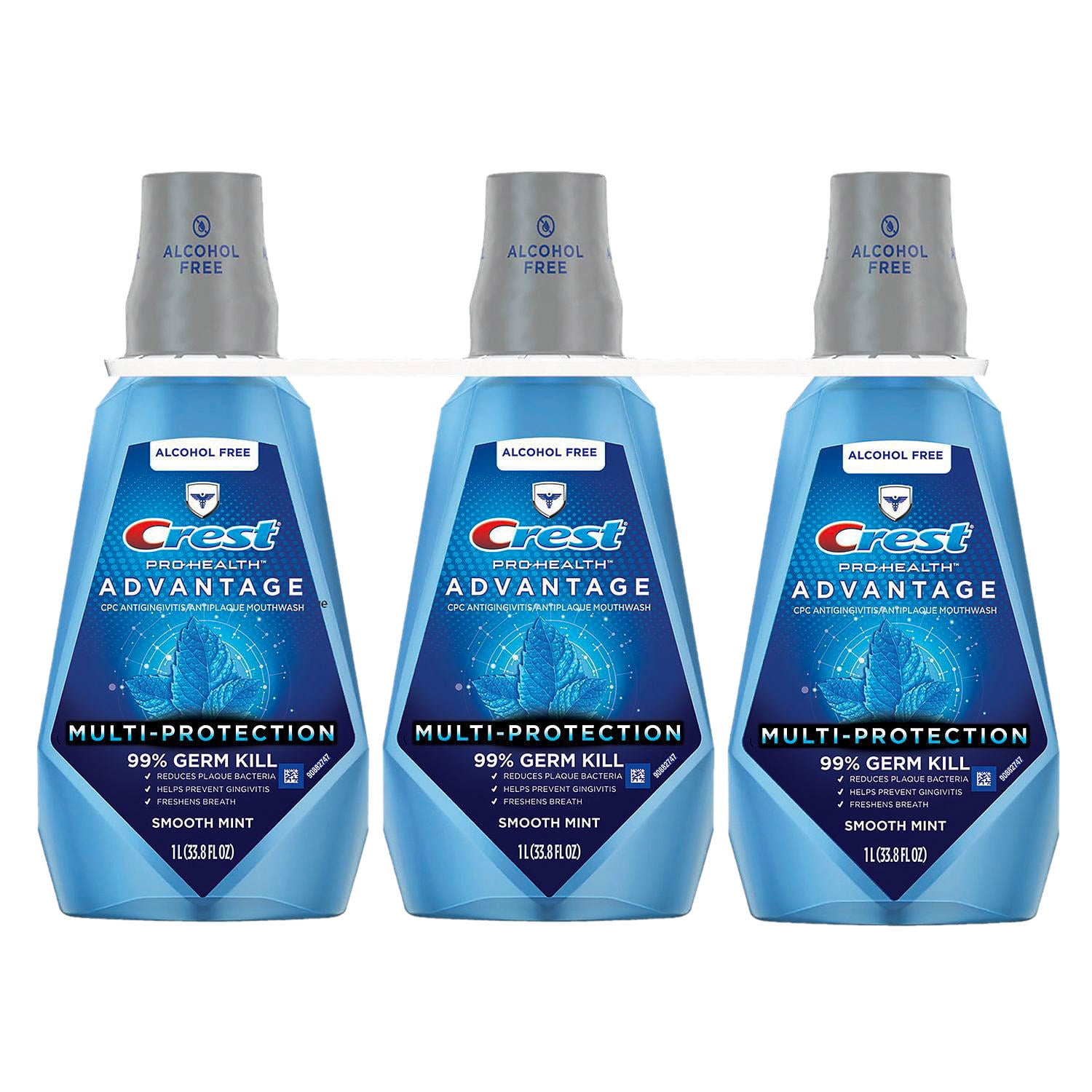 Crest Pro-Health Advantage Alcohol-Free Mouthwash, Smooth Mint, 33.8 fl ...