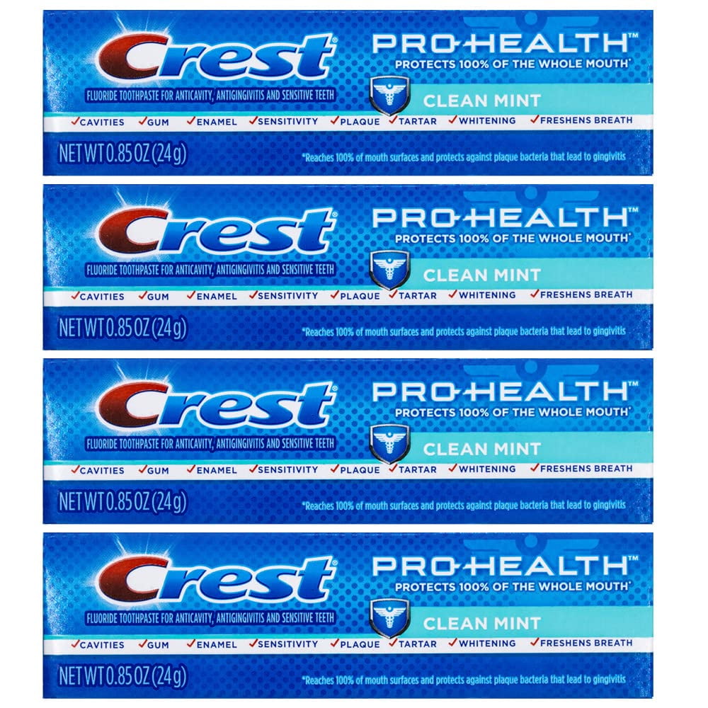 Crest Pro-Health, Clean Mint Toothpaste, 0.85 Oz (24G) - Pack Of 4 ...
