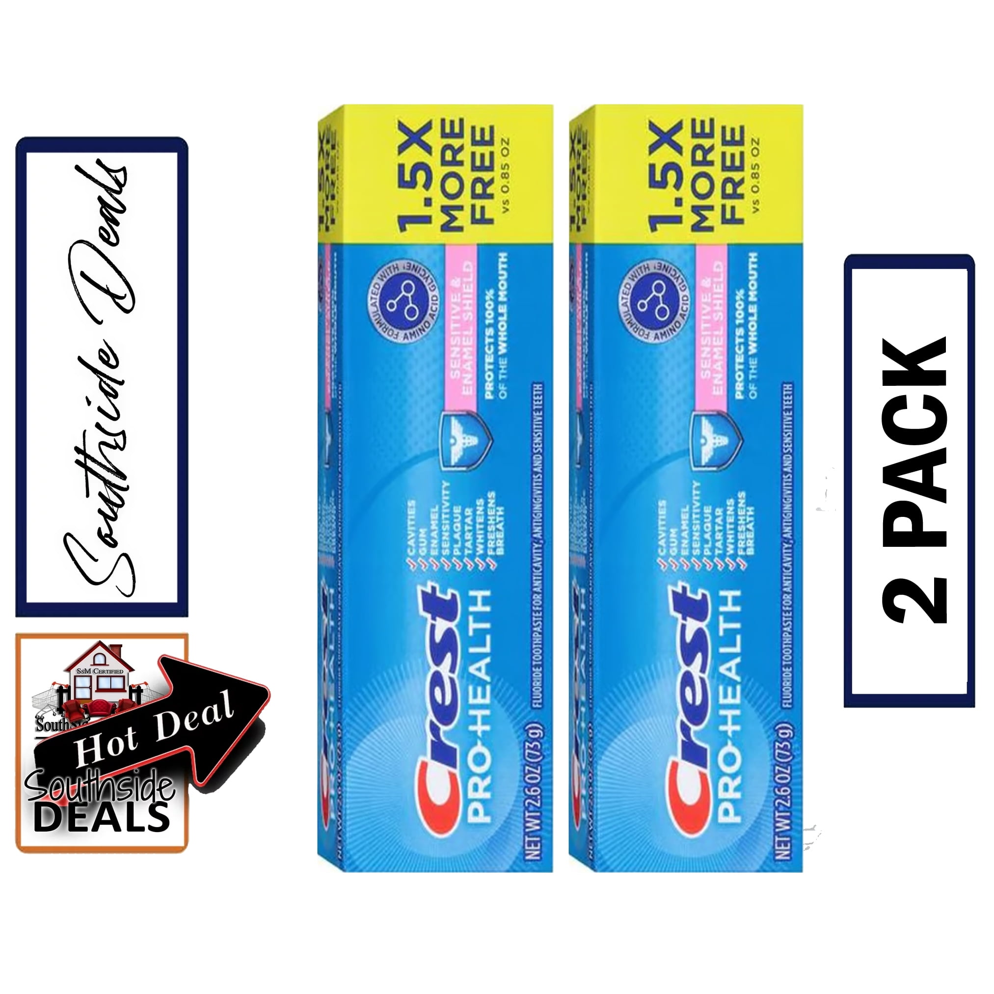 Crest Pro-Health Sensitive & Enamel Shield Toothpaste 2.6 oz 2 Pack ...