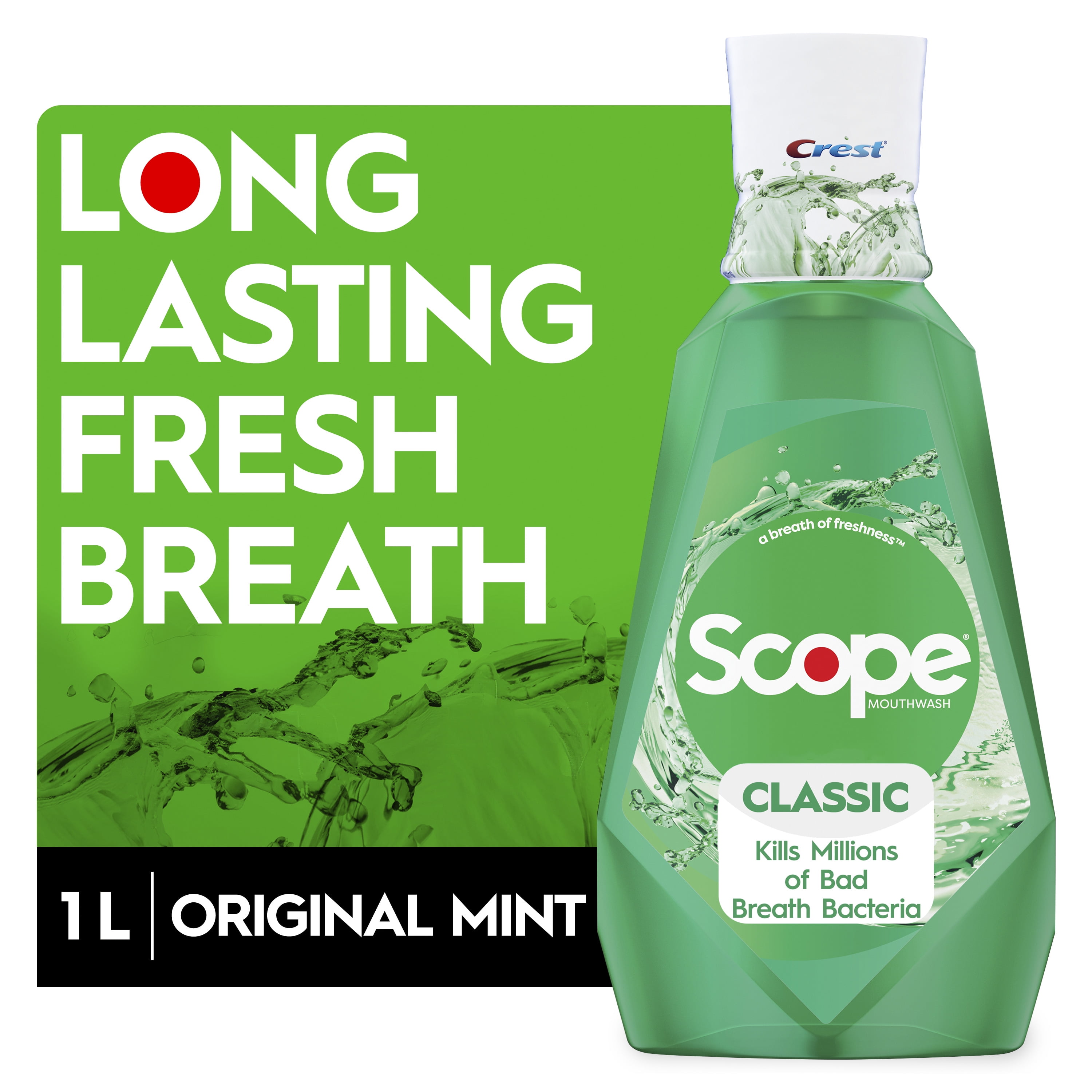 Crest Scope Classic Original Mint Mouthwash, 1L, Whitening & Cavity ...