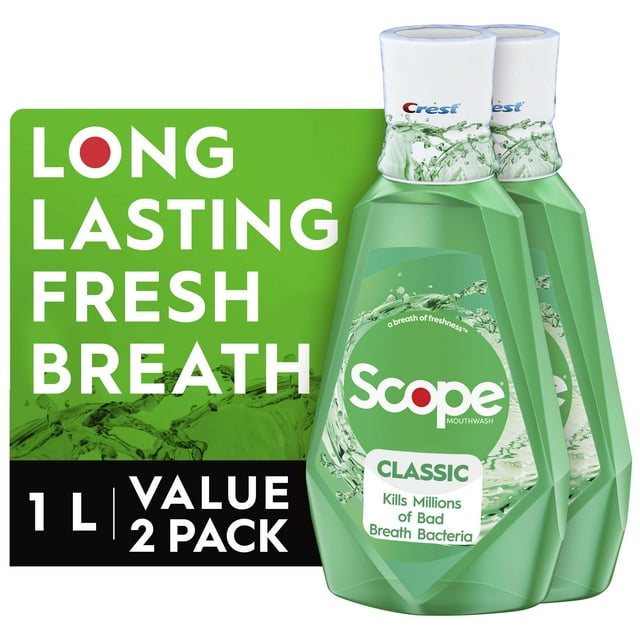 Crest Scope Classic Original Mint Mouthwash, 2X1L, Kills Bad Breath ...