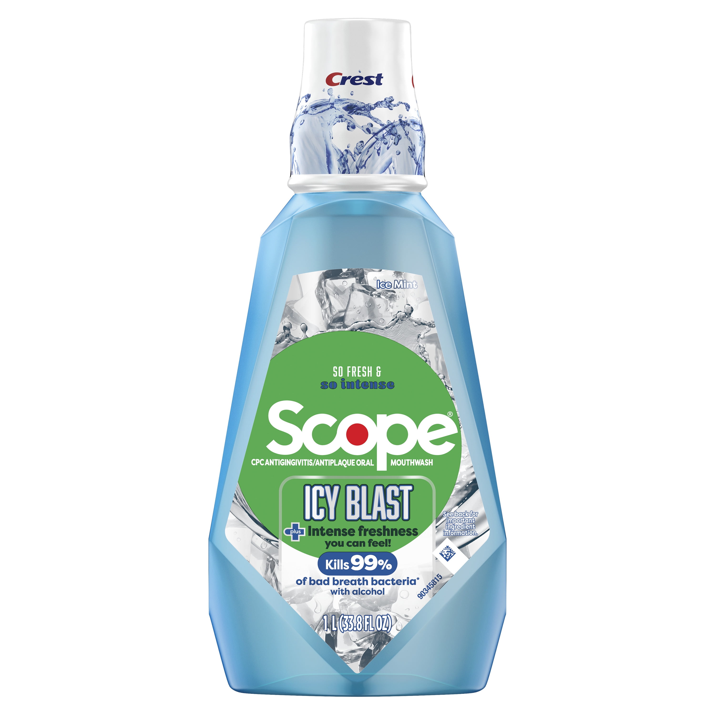 Crest Scope Icy Blast Mouthwash with Alcohol, 1L, 33.8 fl oz - Walmart.com