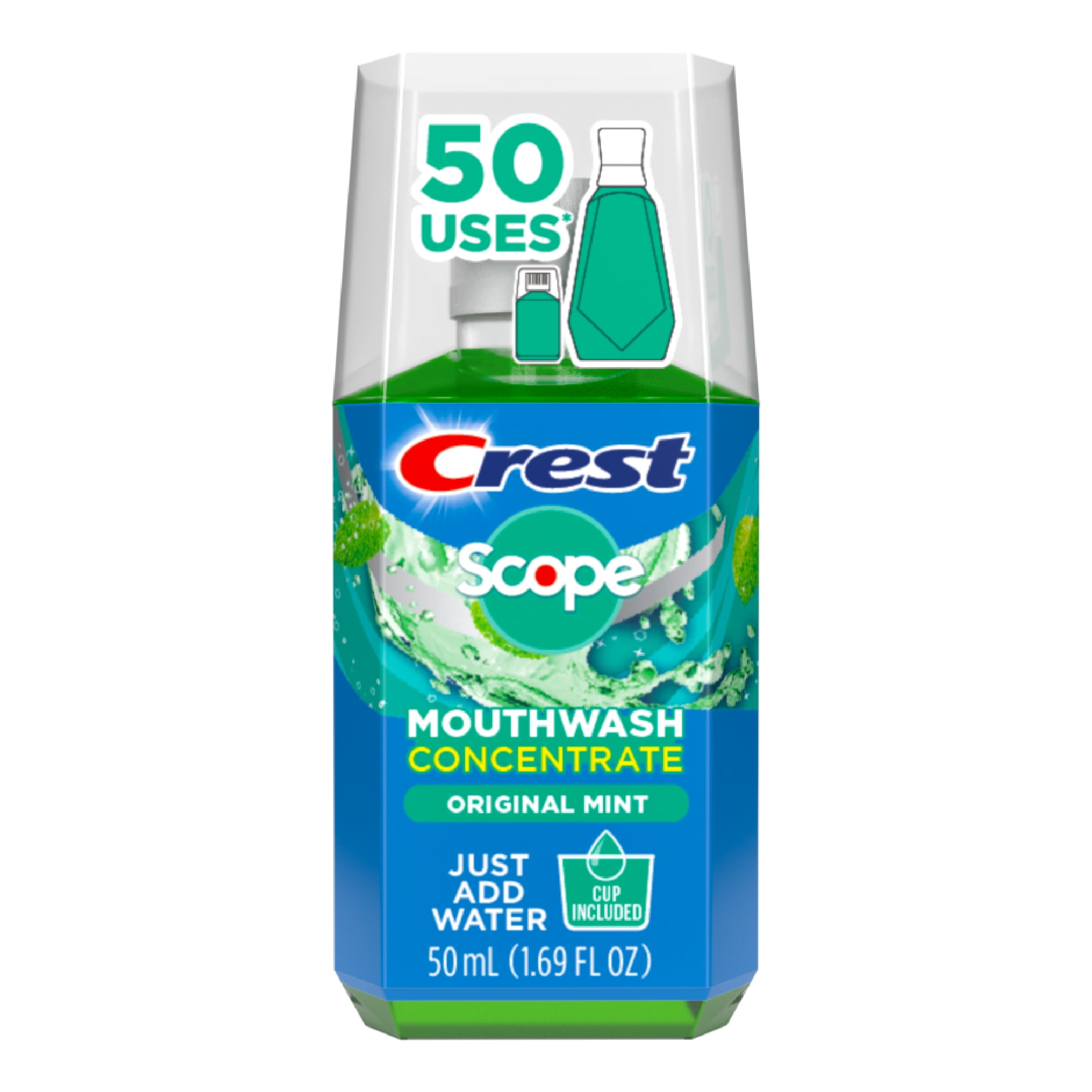 Crest Scope Concentrated Mouthwash, Original Mint Flavor, 1.69 fl oz ...
