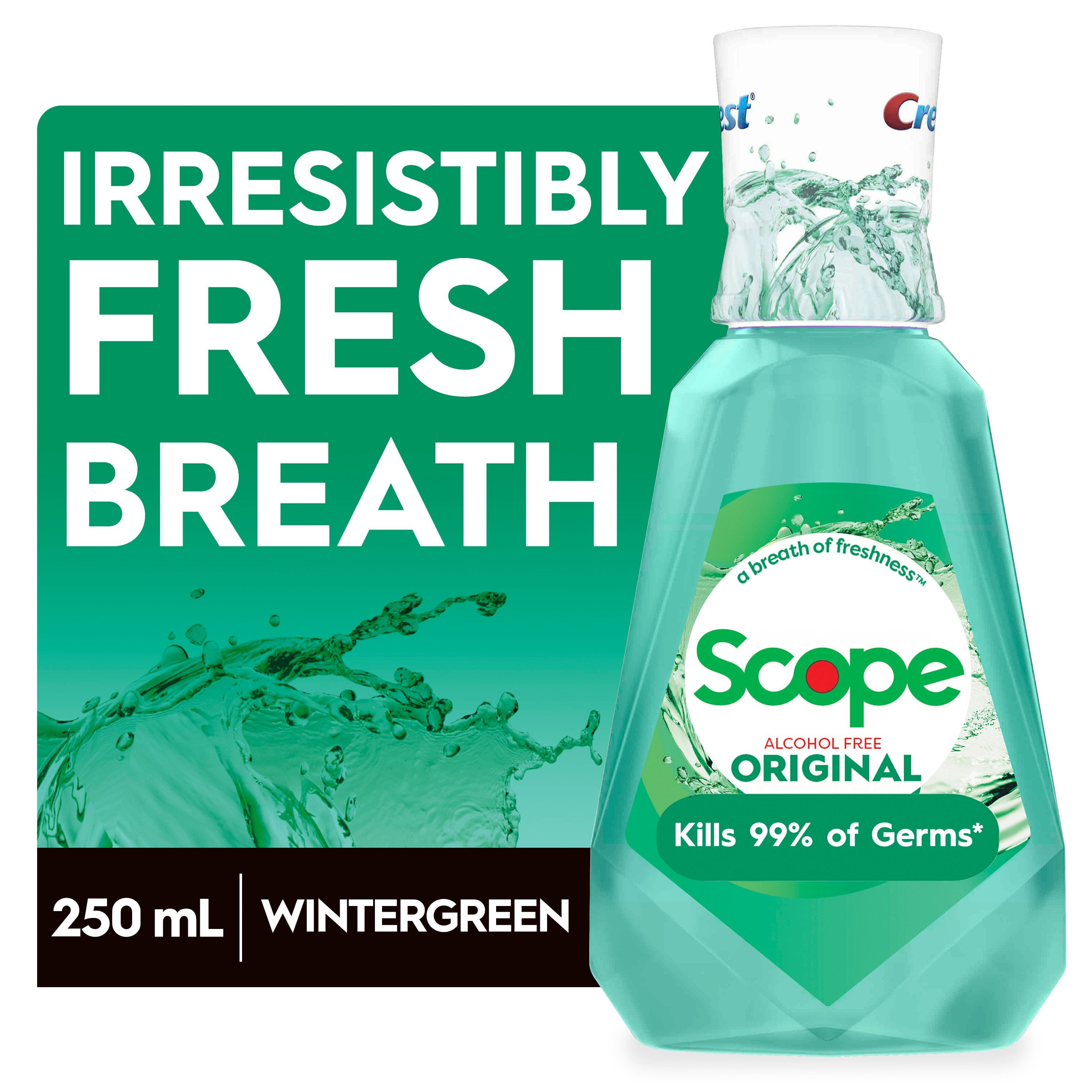 Crest Scope Original Mouthwash/Mouth Rinse, Wintergreen Flavor - 250mL ...