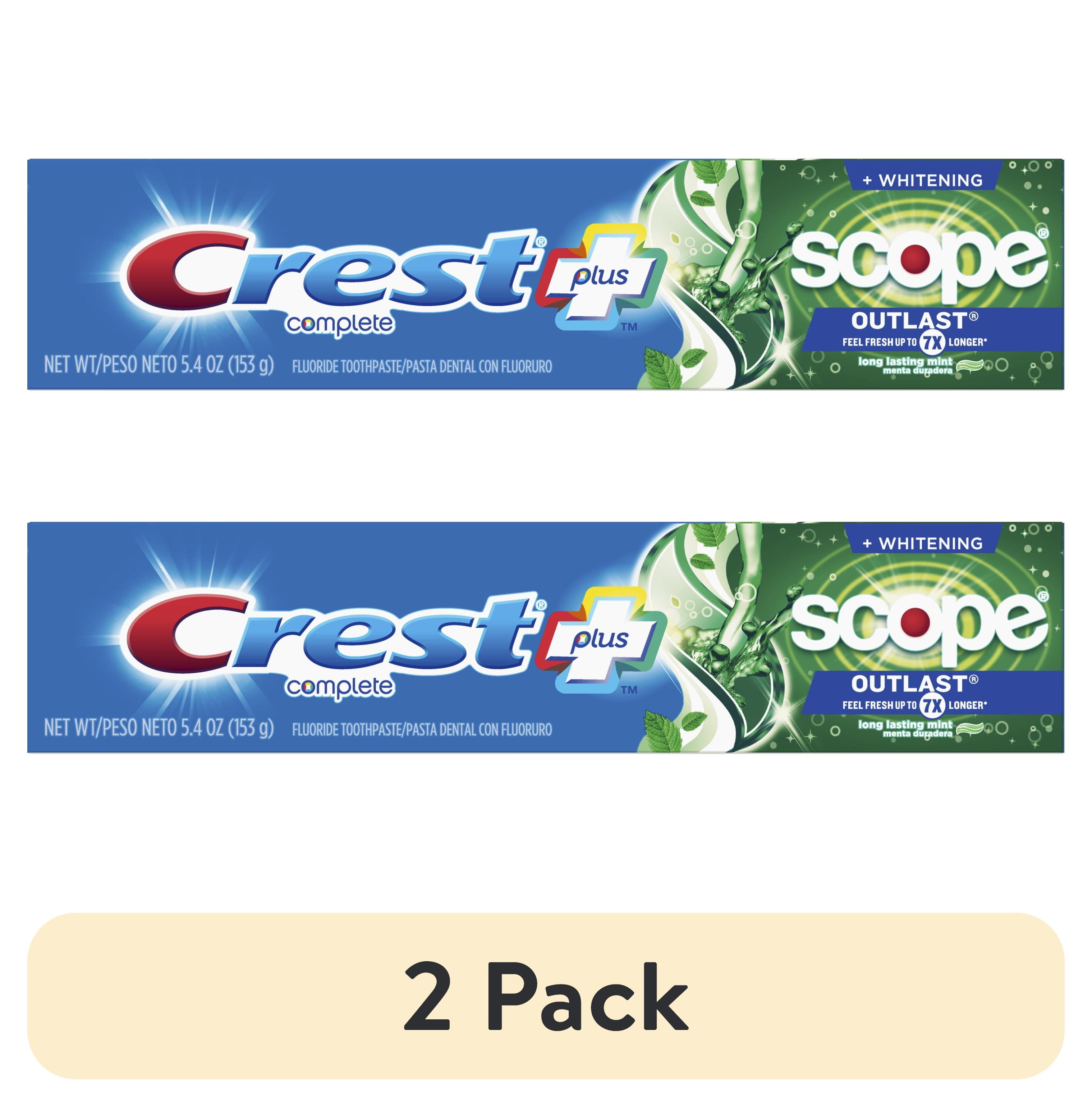(2 pack) Crest Plus Scope Outlast Complete Whitening Toothpaste, Mint ...