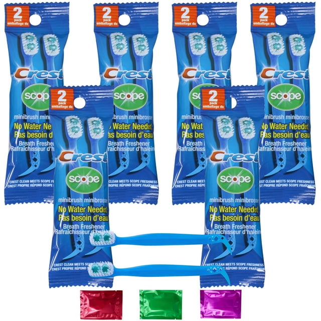 Crest Scope Water Free 12 Mini Brushes Set of 6, Prepasted Disposable ...