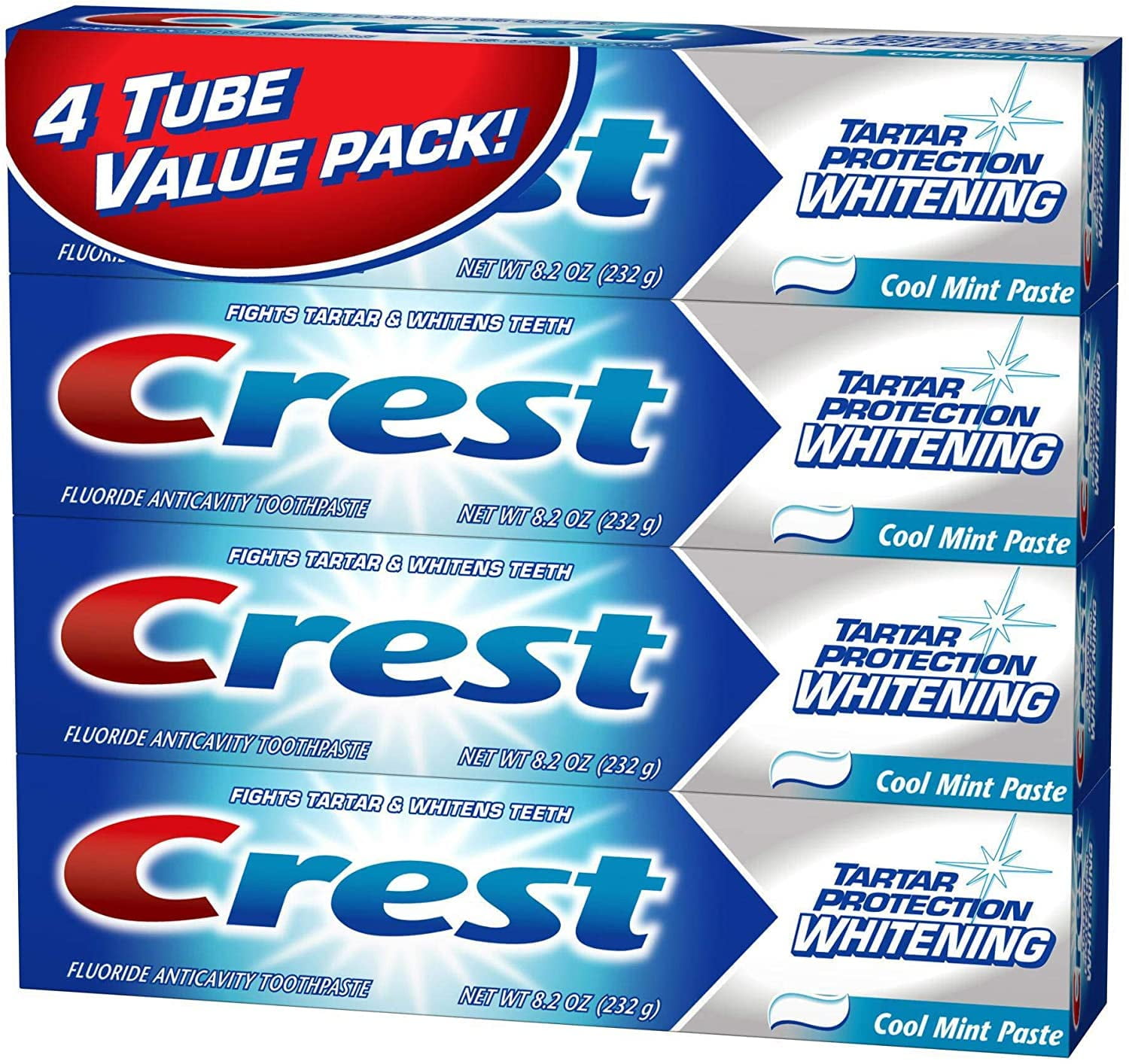 Crest Tartar Protection Whitening Toothpaste, Cool Mint, 8.2 oz, Pack ...