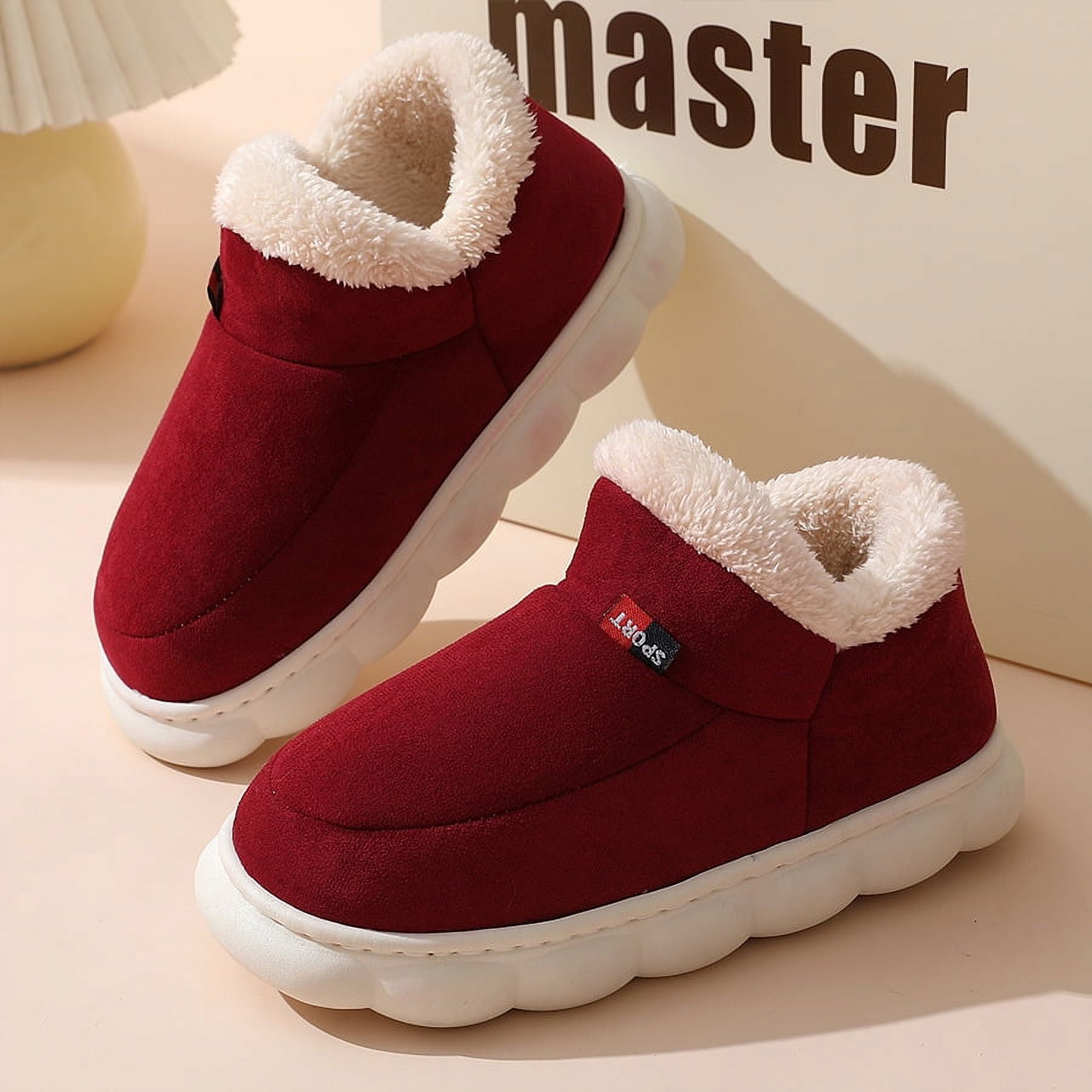 Crestar Fur Plush Slippers For Women Winter New Outdoor Warm Fluffy ...