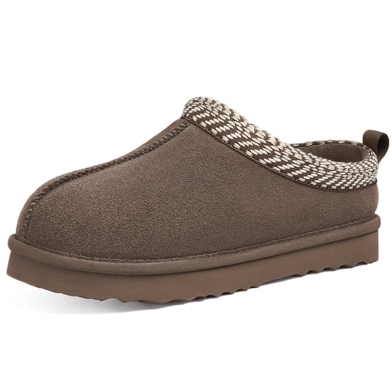 Crestar Genuine Leather Slippers for Women with Memory Foam, Warm Fuzzy ...