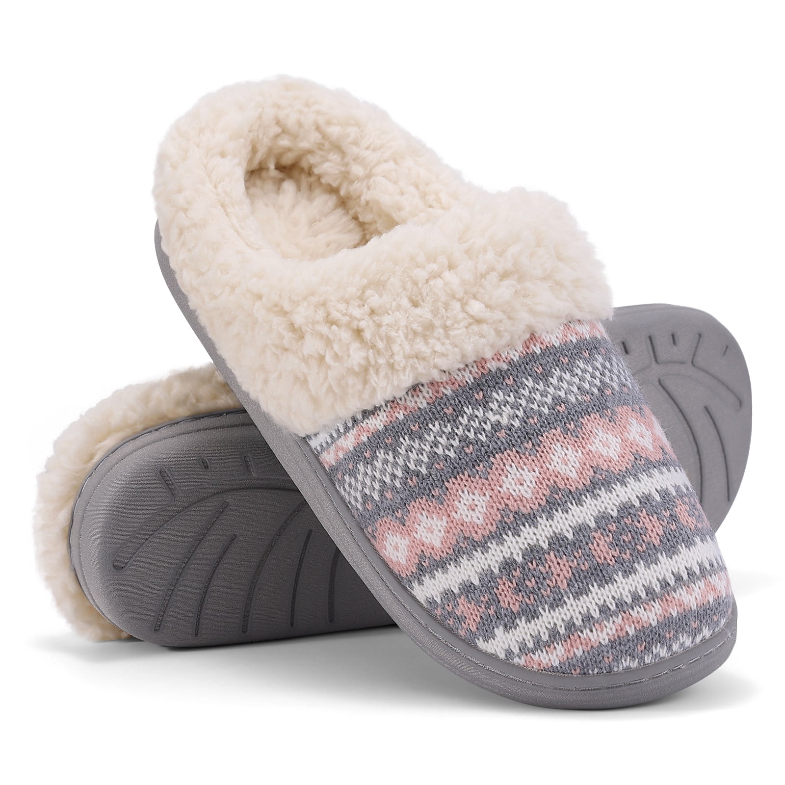 Crestar Memory Foam Fuzzy Slippers for Women, Comfy Wool-Like Lined ...