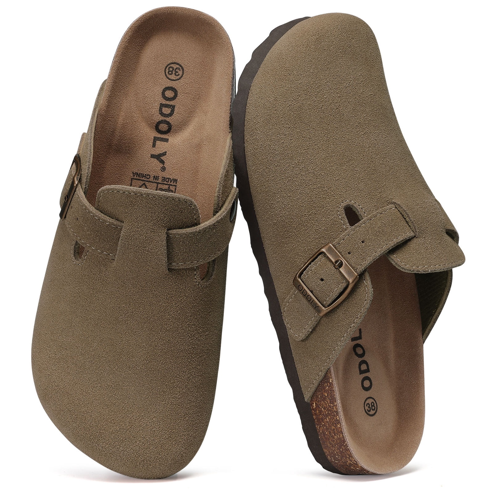 Crestar Women's Suede Clogs Leather Mules, Comfort Cork Footbed Potato ...