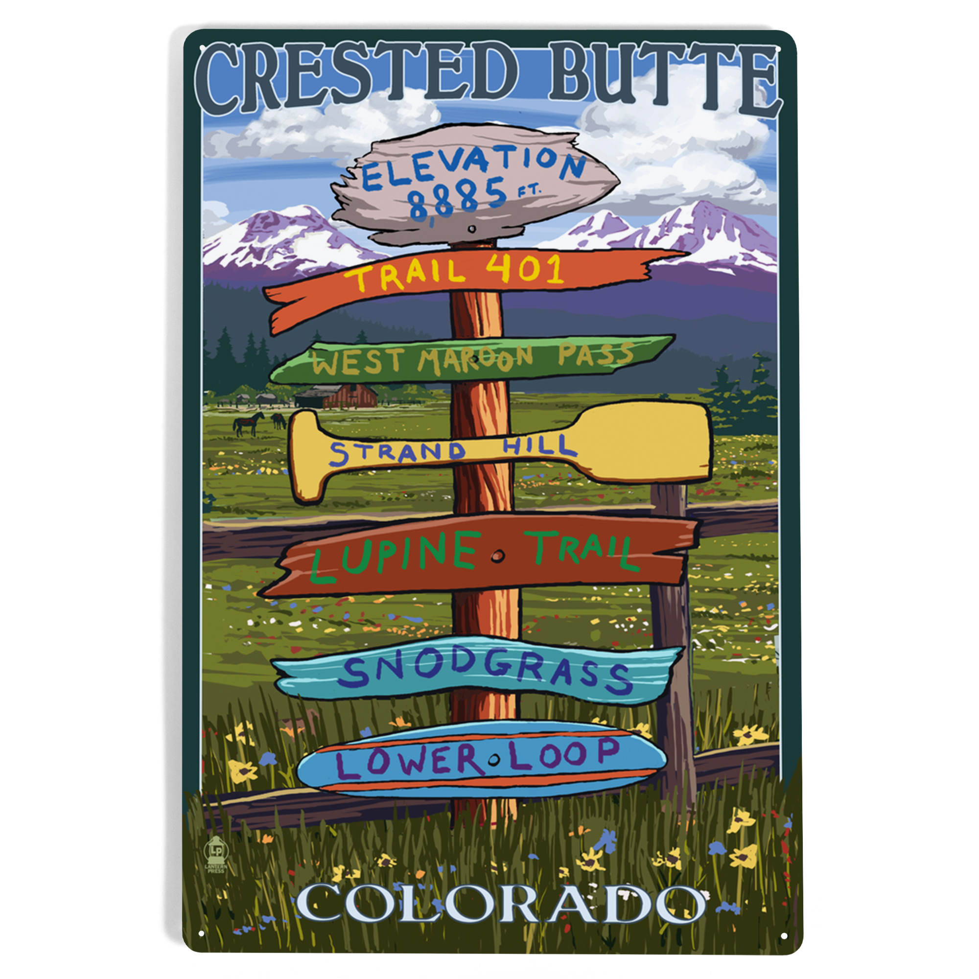 Crested Butte, Colorado, Destination Signpost (12x18 Aluminum Art ...